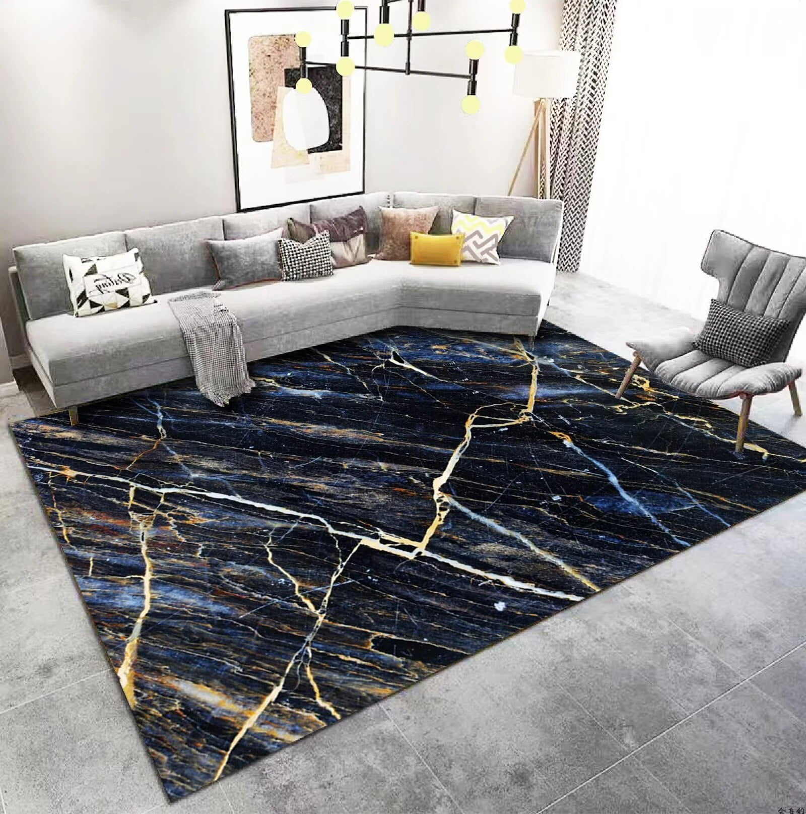 3D Marble Textured Carpet Light Luxury Living Room Decoration Carpets ...