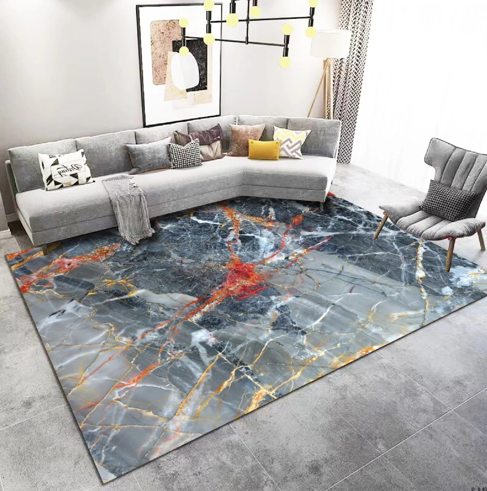 3D Marble Textured Carpet Light Luxury Living Room Decoration Carpets ...