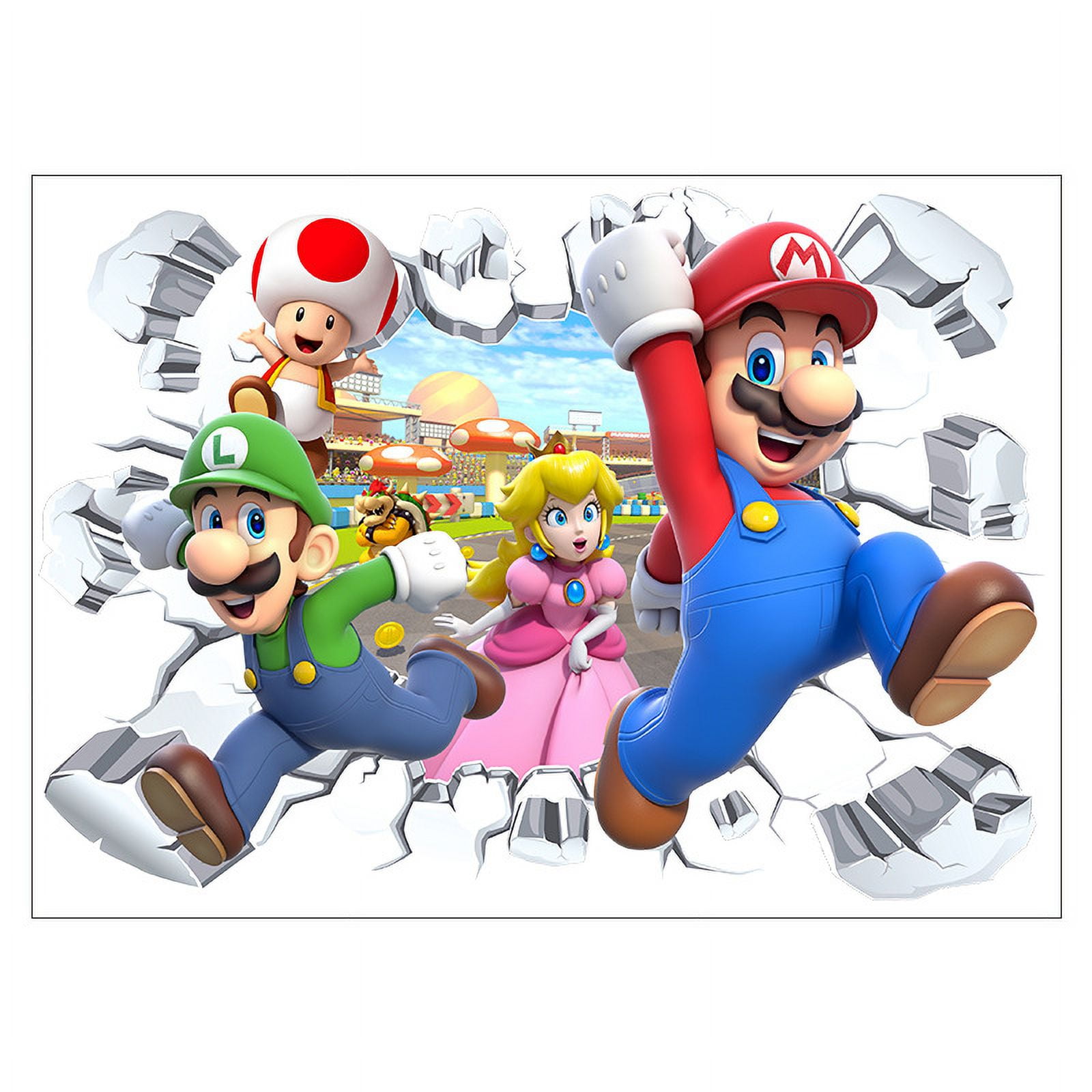 3D Mario Sticker Cartoon Self-adhesive Waterproof Wall Sticker Wall ...