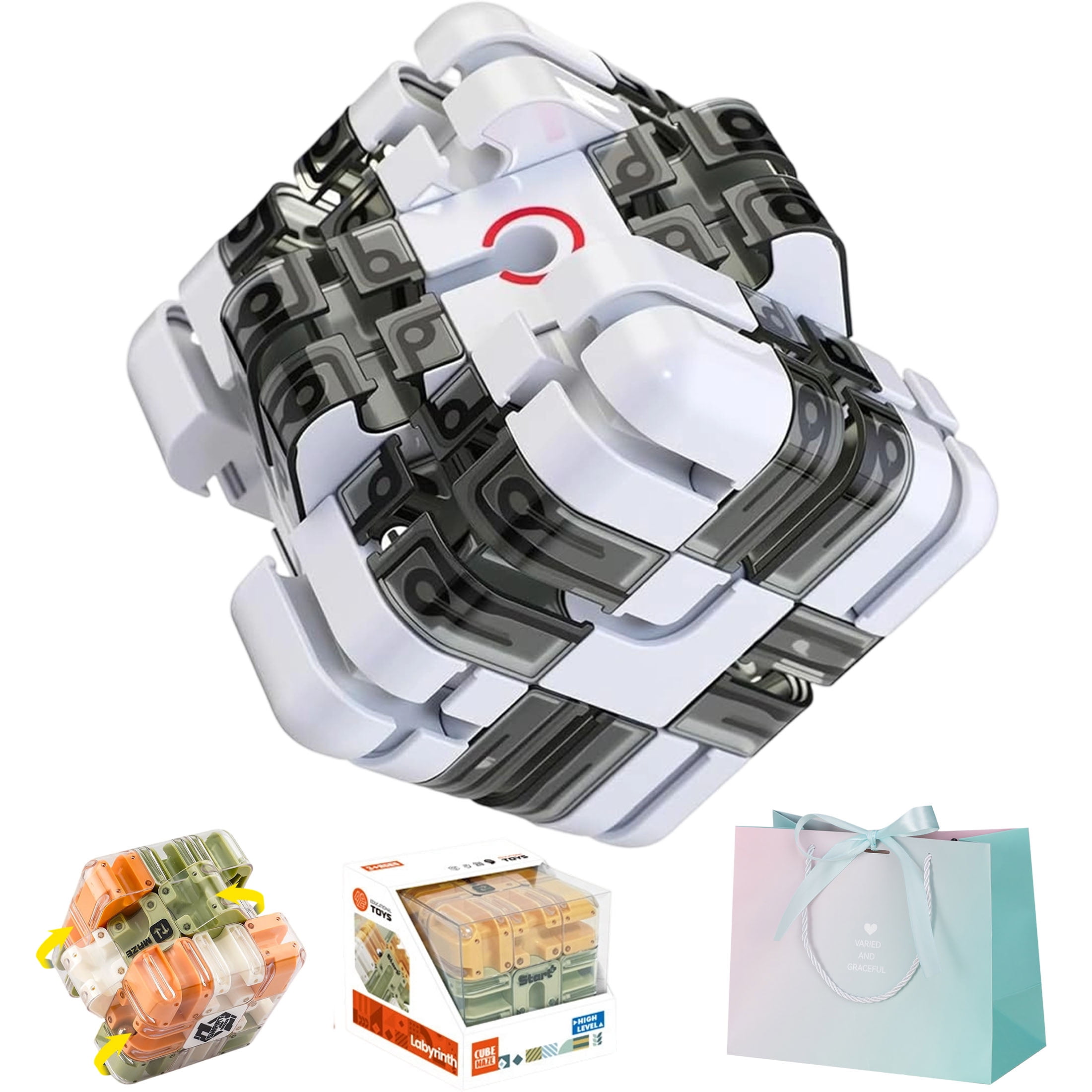 3D Maze Ball Cube Puzzle - Large Magic Labyrinth Sphere & Cube Brain Teaser for Adults Teens ...