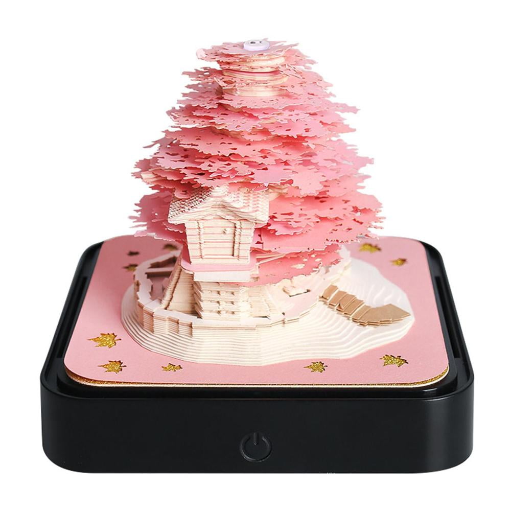 3D Memo Pad | 2024 Decorative Cherry Tree Light up Timepiece Calendar ...