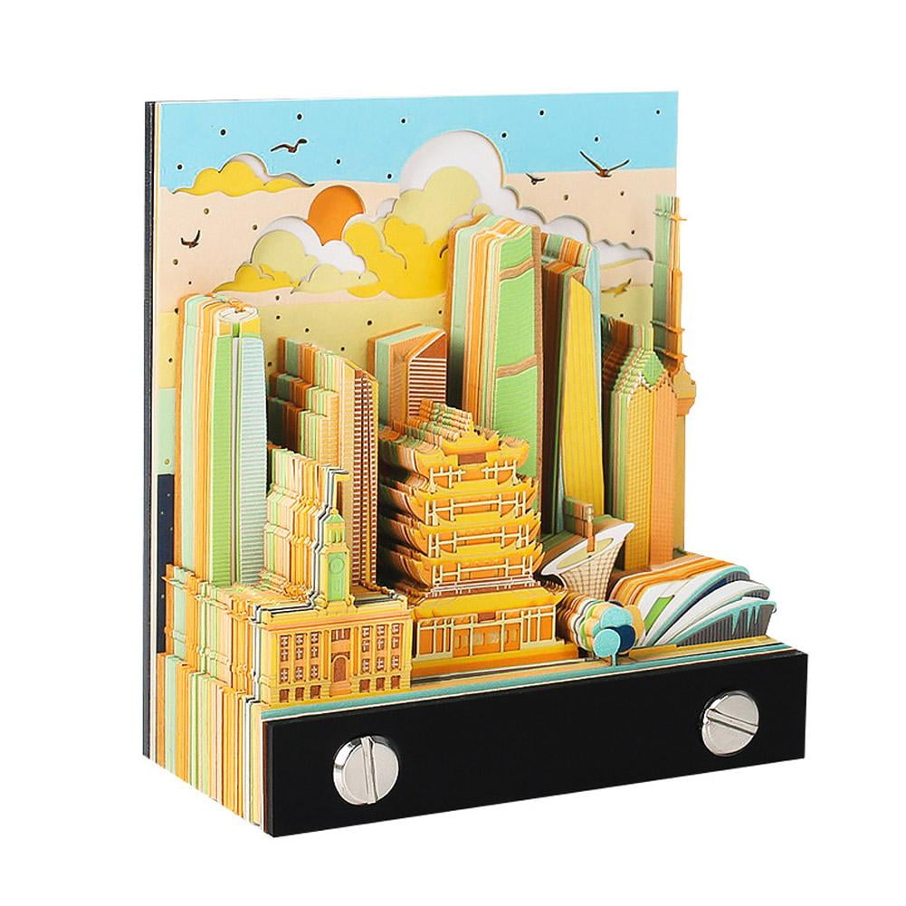 3D Memo Pad, 3D City Calendar 2026, Three Dimensional Urban Architecture Paper Carving Notepad ...