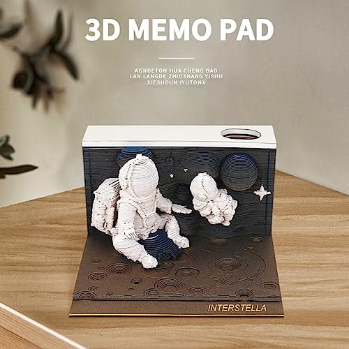 3D Memo Pad,Astronauts 3D Art Notepad Paper Sculpture Notes Paper with ...