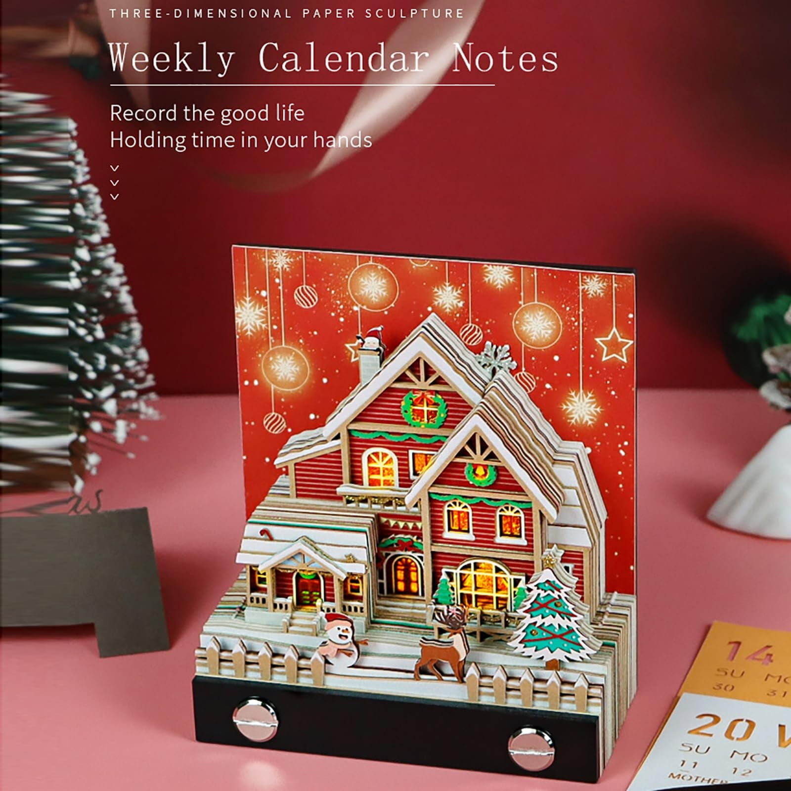 3D Memo Pad Christmas With LED Light Notepad Non Sticky Notes Paper ...