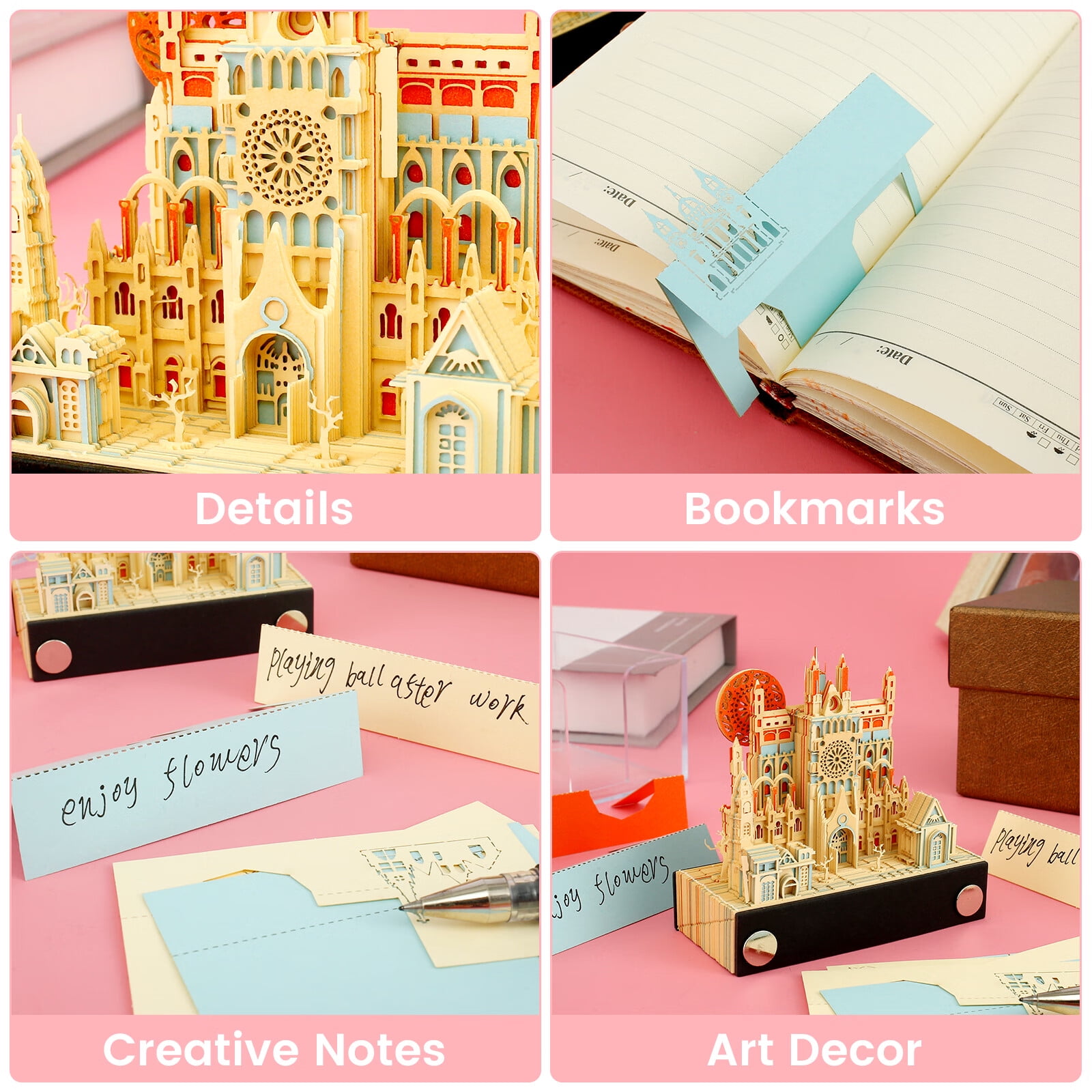 3D Memo Pad Creative Forest 3D Note Pad with Pen Holder Acrylic Cover ...
