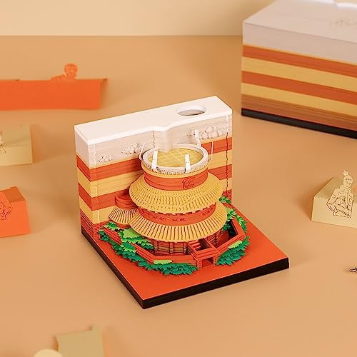 3D Memo Pad Paper Art with Lights,3D Paper Carving Notepad Building ...