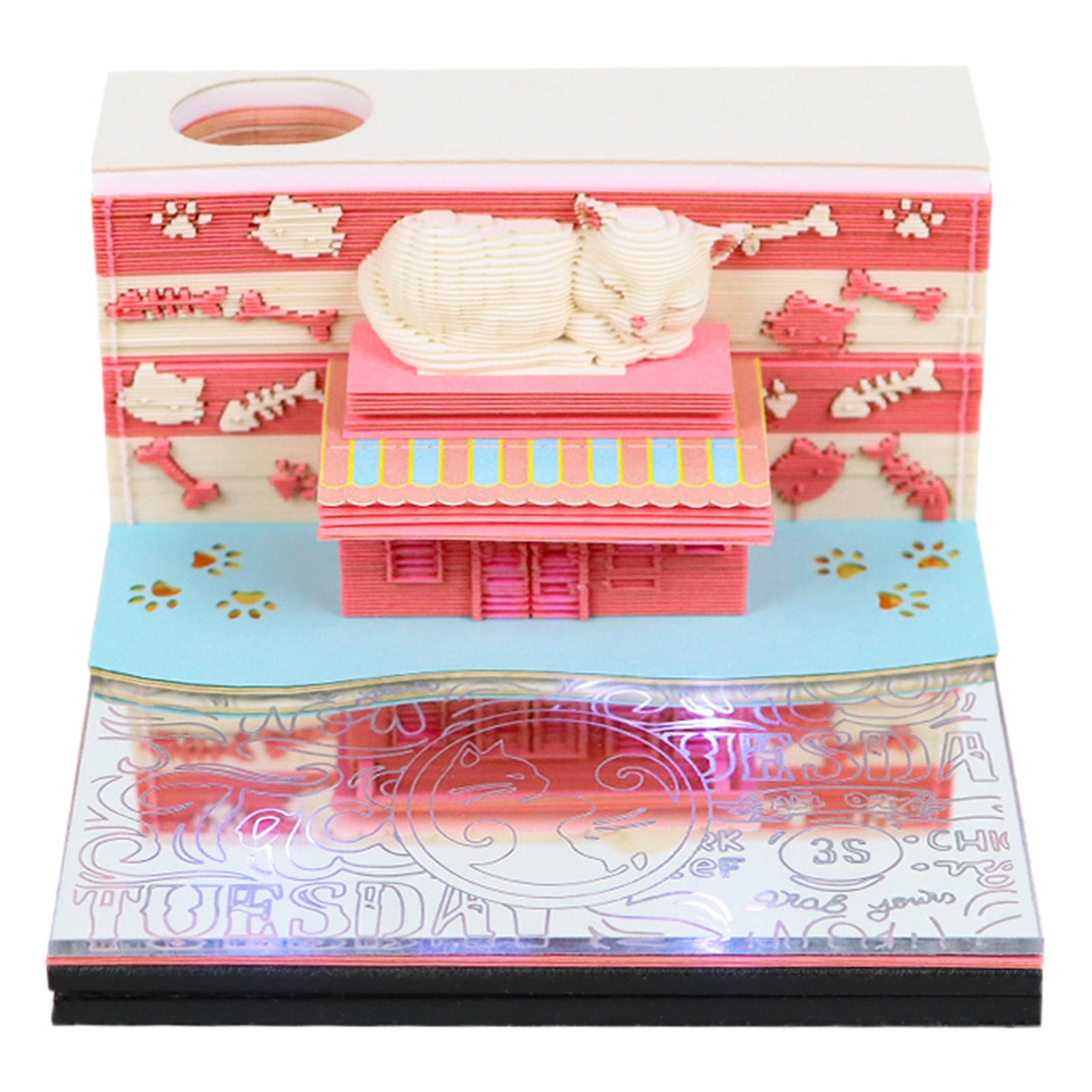 3D Memo Pad With Lights Sweet Dreams Cat 3D Notepad Paper Art Non ...