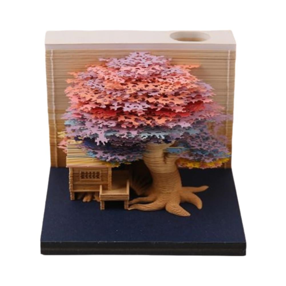 3D Memo Pad with Lamp Bookshop, Paper Carving Art Note Pad Paper Card ...