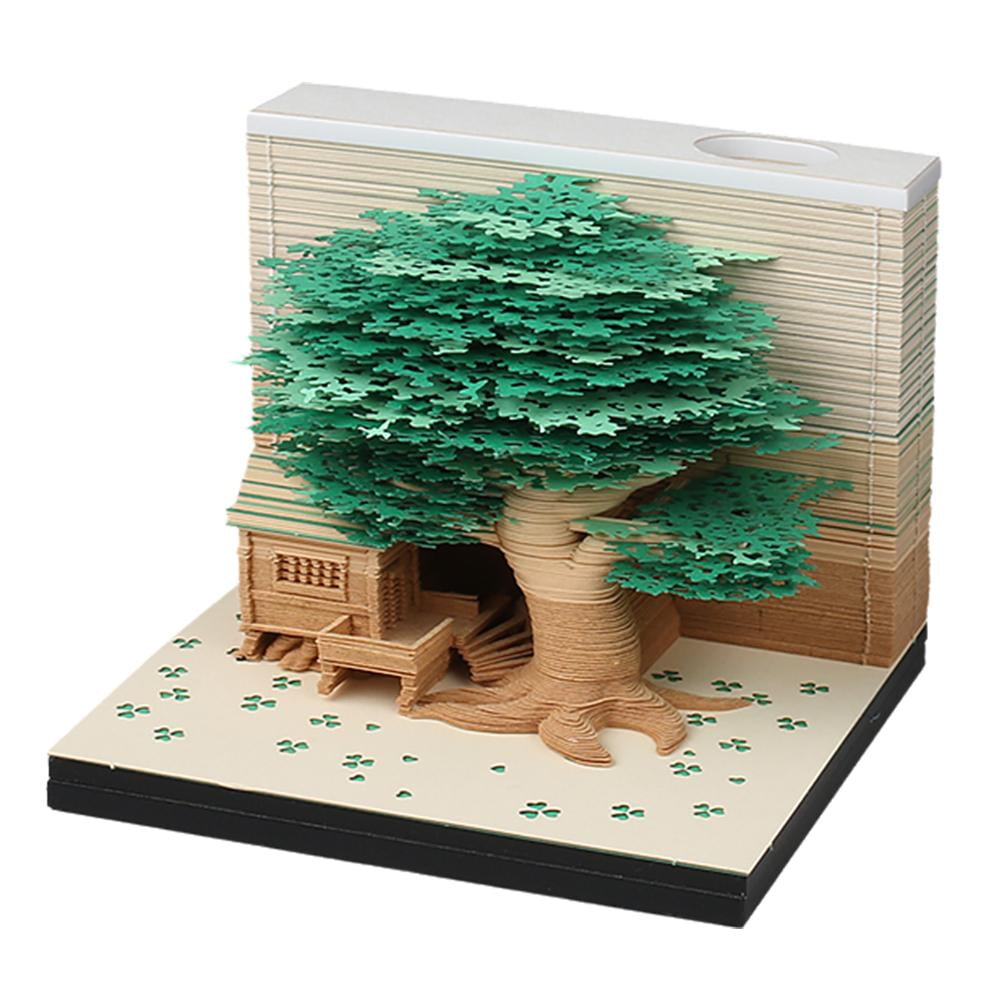 3D Memo Pad with Lamp Bookshop, Paper Carving Art Note Pad Paper Card ...