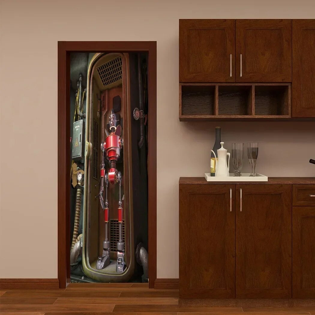 3D Metal Armor Door Air series simulated door wallpaper Modern tech ...