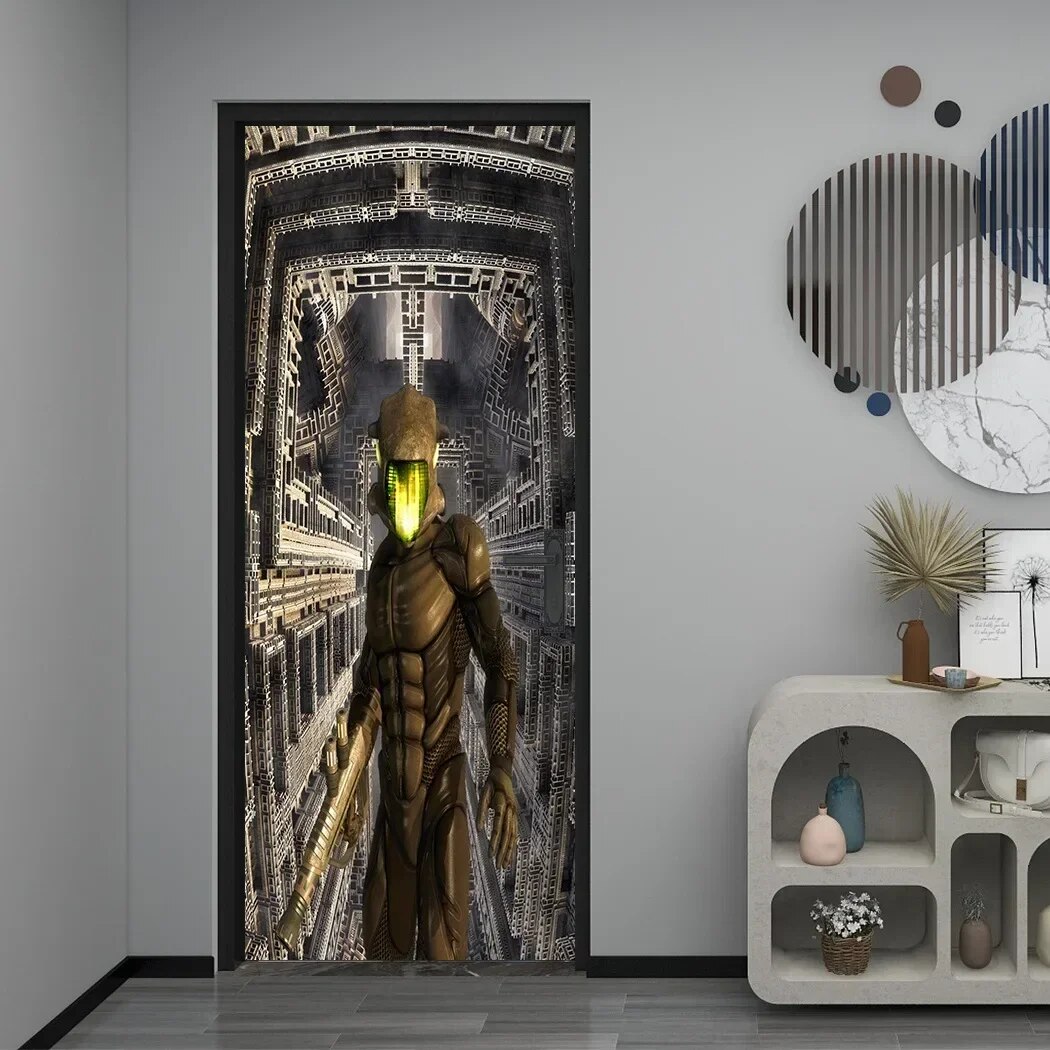 3D Metal Armor Door Air series simulated door wallpaper Modern tech ...