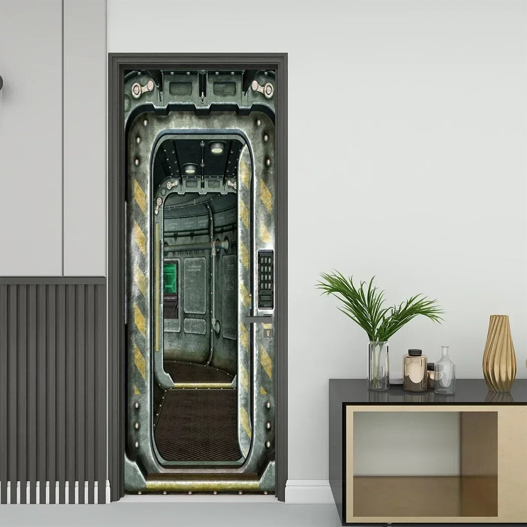 3D Metal Armor Door Air series simulated door wallpaper Modern tech ...