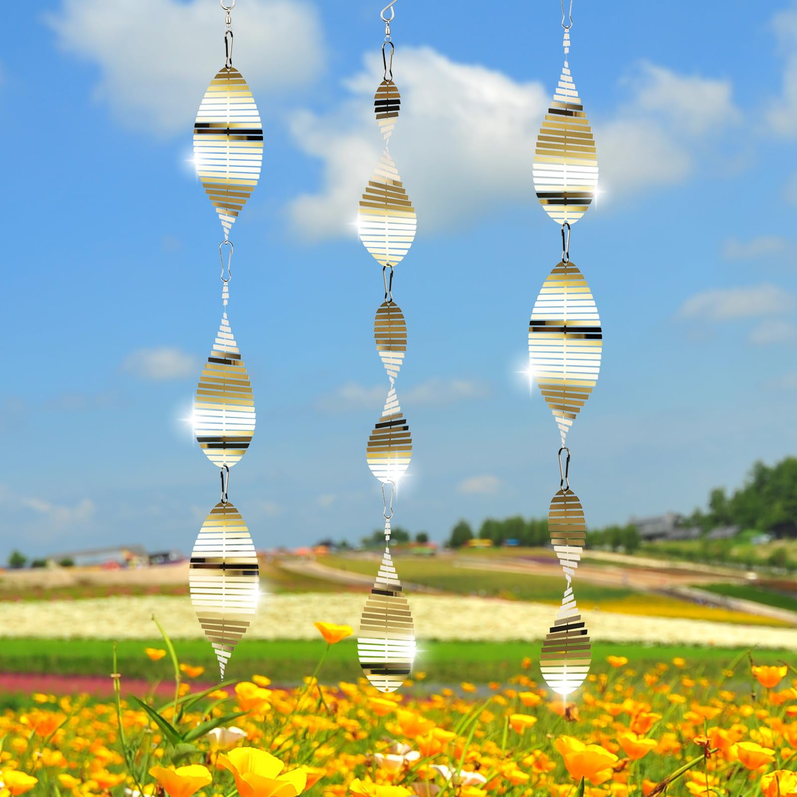 3D Metal Bird Scare Discs Set,Highly Reflective Double-Sided Bird ...