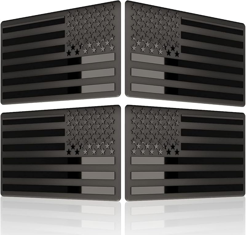 3D Metal All Black American Flag Emblem Decal Stickers (2 Pairs), Matte ...