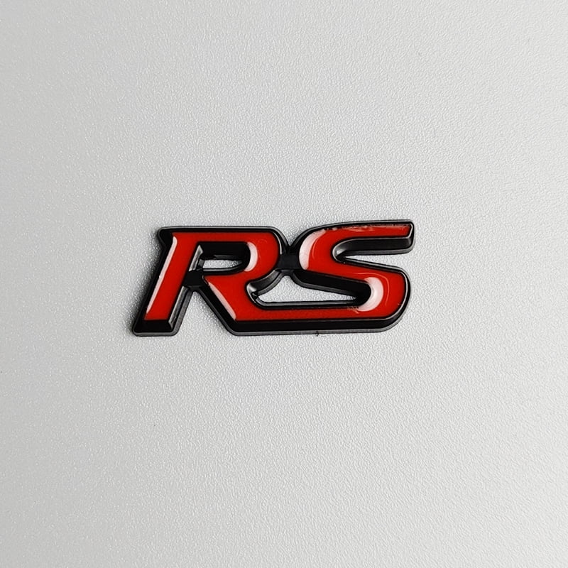 3D Metal Black Red Logo RS Steering Wheel Emblem Car Badge RS Sticker ...