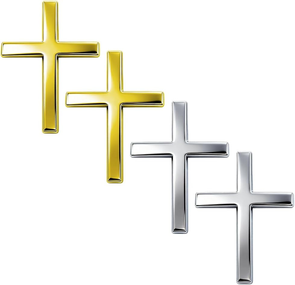 3D Metal Christian Cross Sticker, Self Adhesive Jesus Christ Car Decal ...