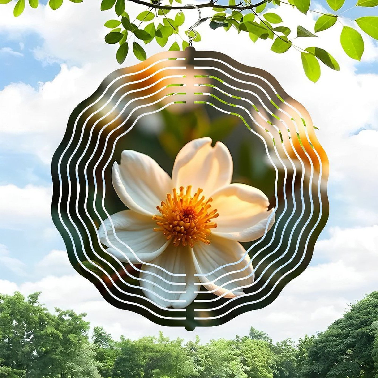 3D Metal Hanging Wind Chimes - Artistic Wave Pattern Design with ...