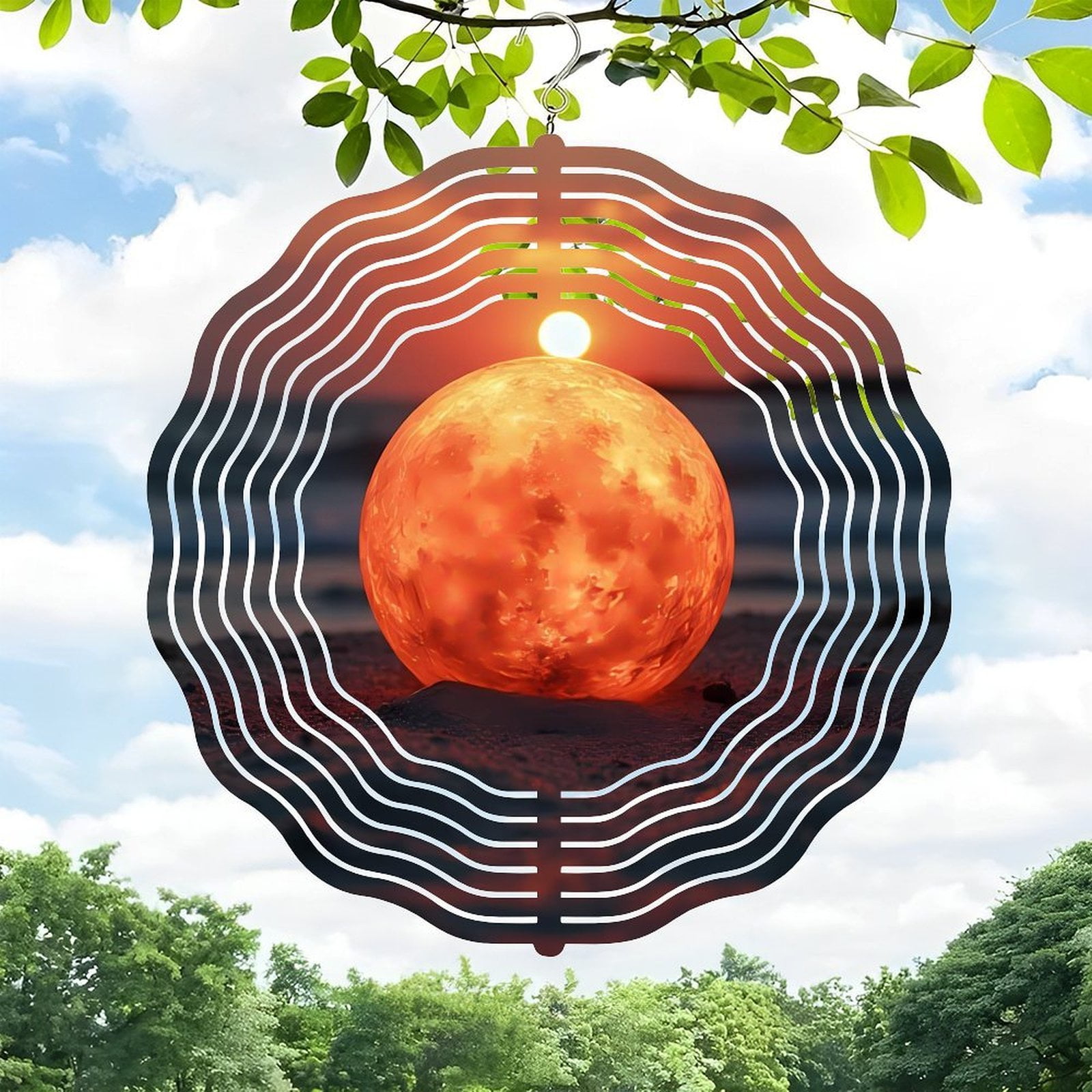 3D Metal Hanging Wind Chimes - Concentric Sound Wave Design Wind ...