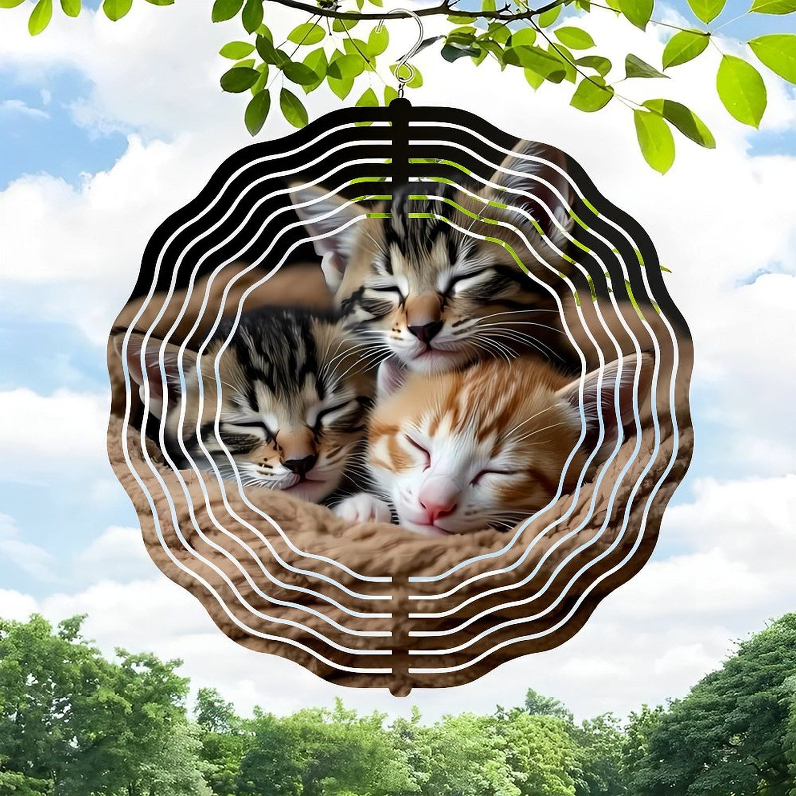 3D Metal Hanging Wind Chimes - Decorative Wind Spinners with Concentric ...