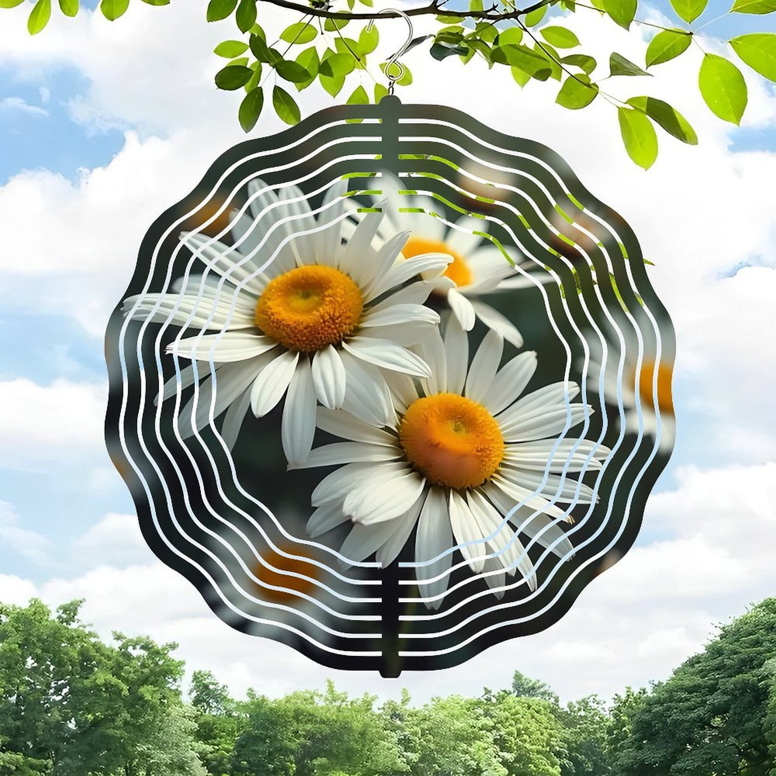 3D Metal Hanging Wind Chimes - Decorative Wind Spinners with Concentric ...