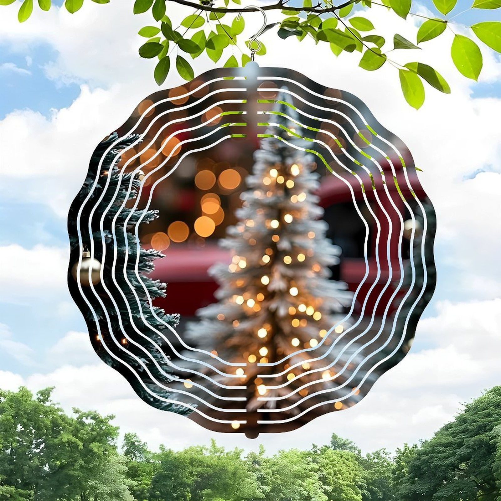 3D Metal Hanging Wind Chimes - Elegant Wave Pattern Design for Yard & Garden Decor Beautifully ...