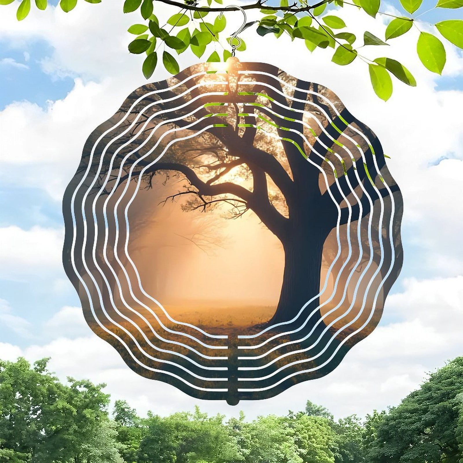 3D Metal Hanging Wind Chimes - Futuristic Layered Wind Spinners with ...
