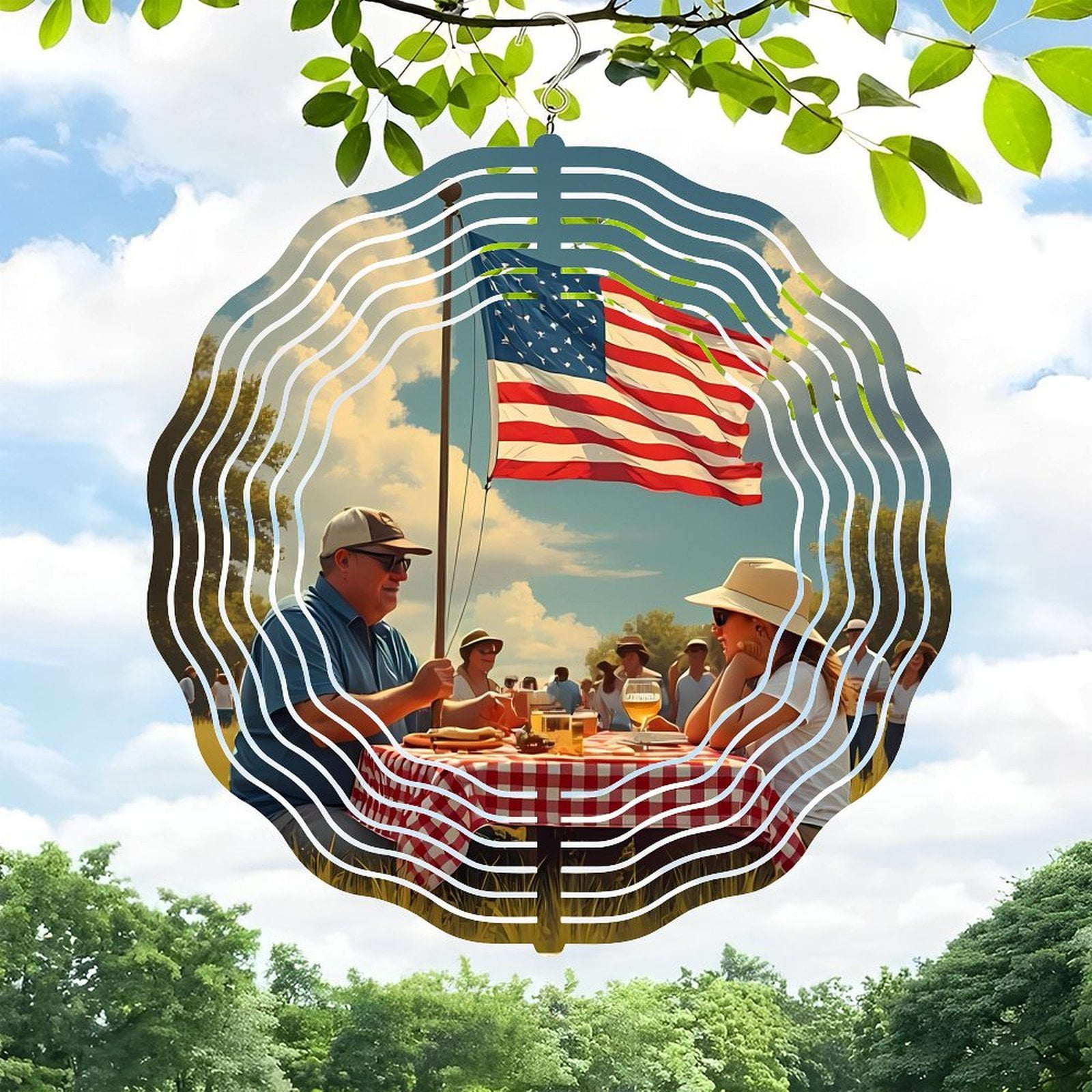 3D Metal Hanging Wind Chimes & Spinners - Artistic Circular Pattern ...