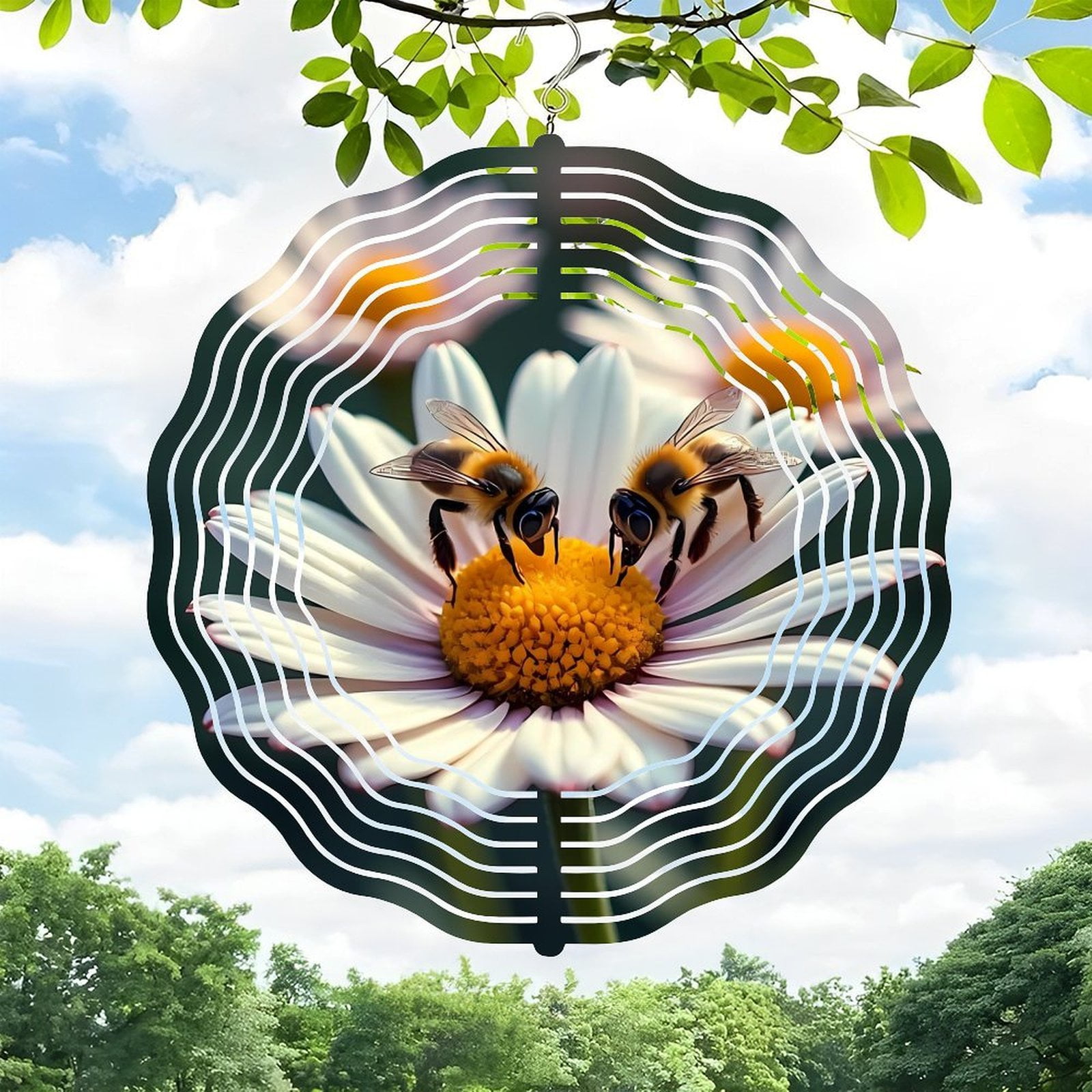 3D Metal Hanging Wind Chimes & Spinners - Dynamic Wavy Design for Yard ...