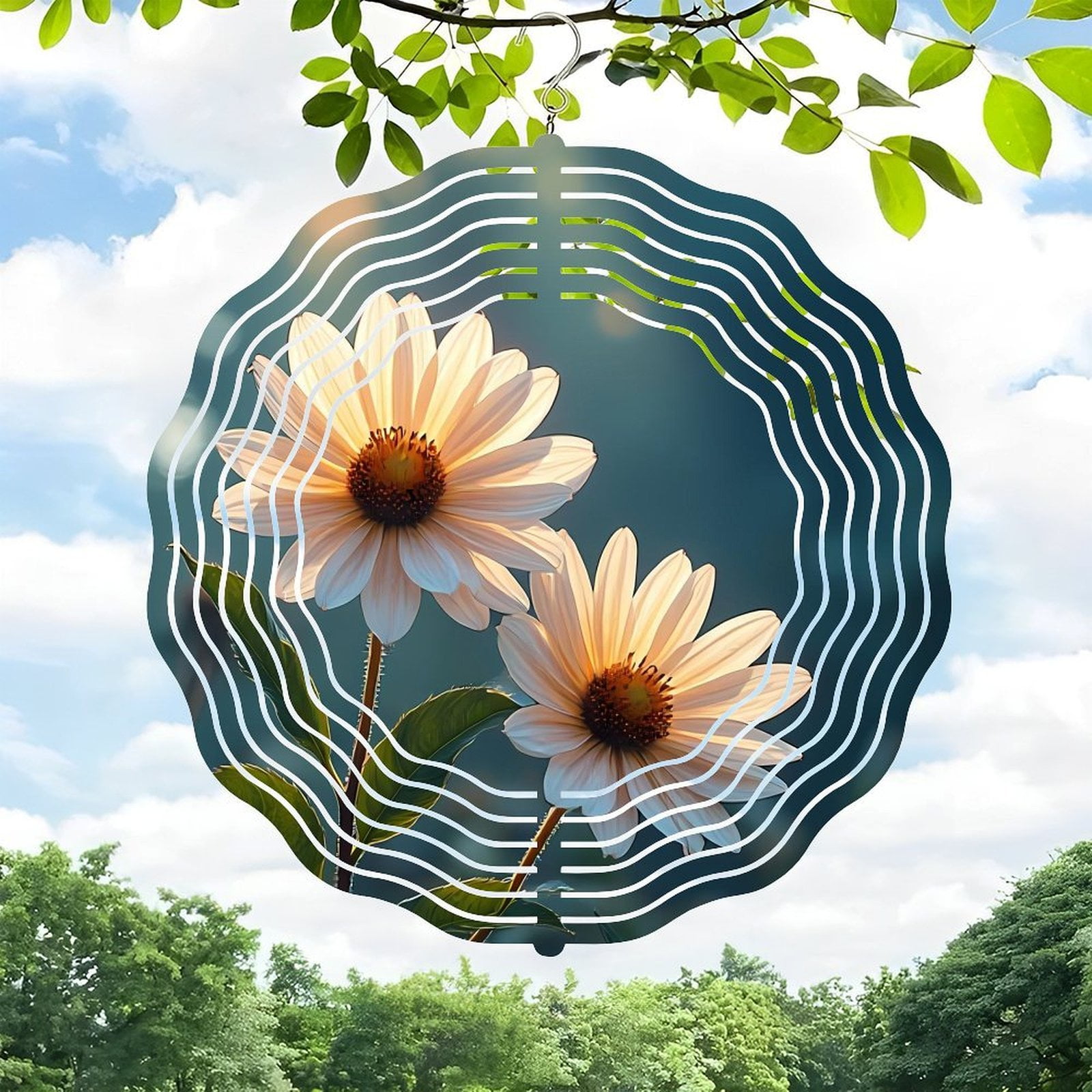 3D Metal Hanging Wind Chimes & Spinners - Elegant Circular Design with ...