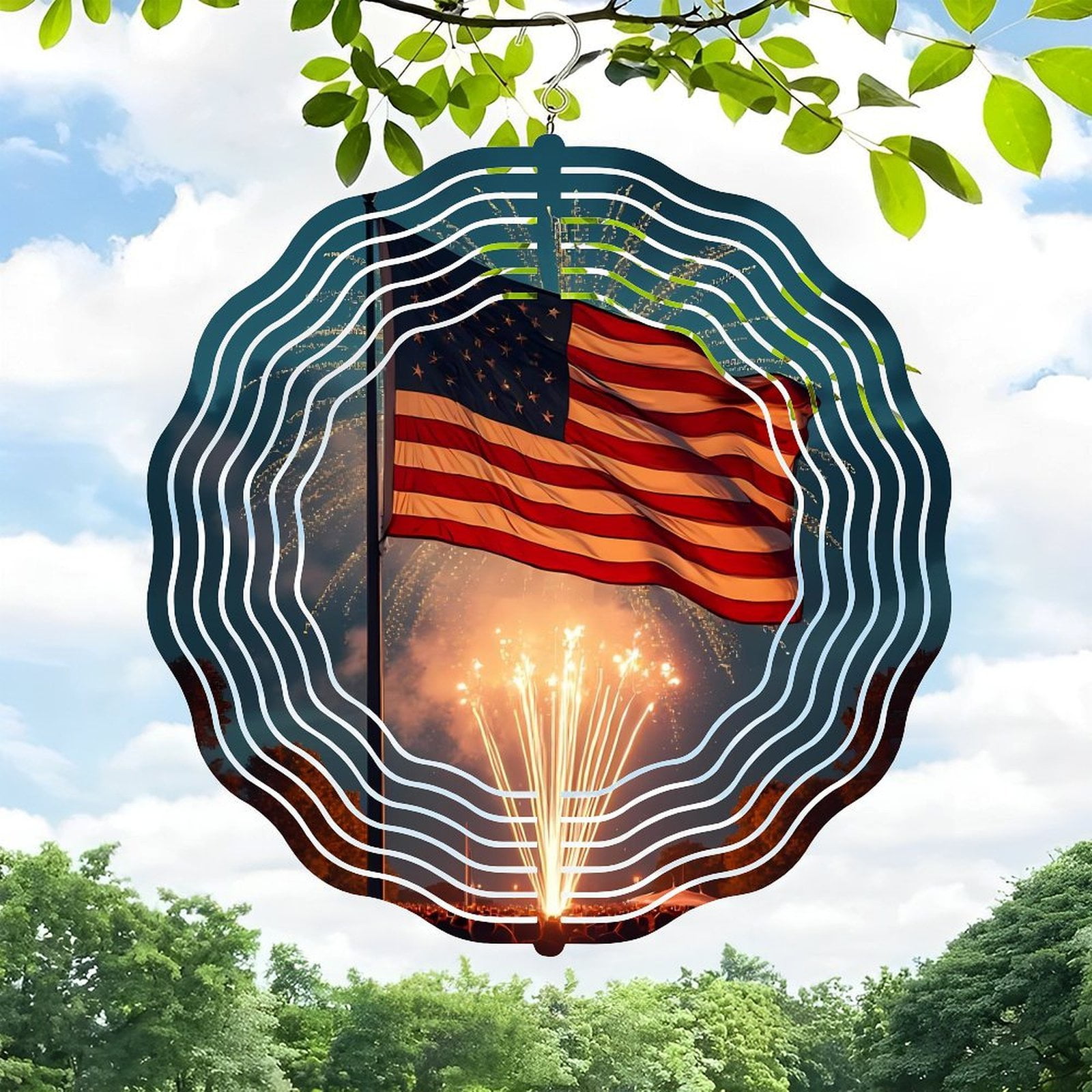 3D Metal Hanging Wind Chimes & Spinners - Elegant Circular Design with ...