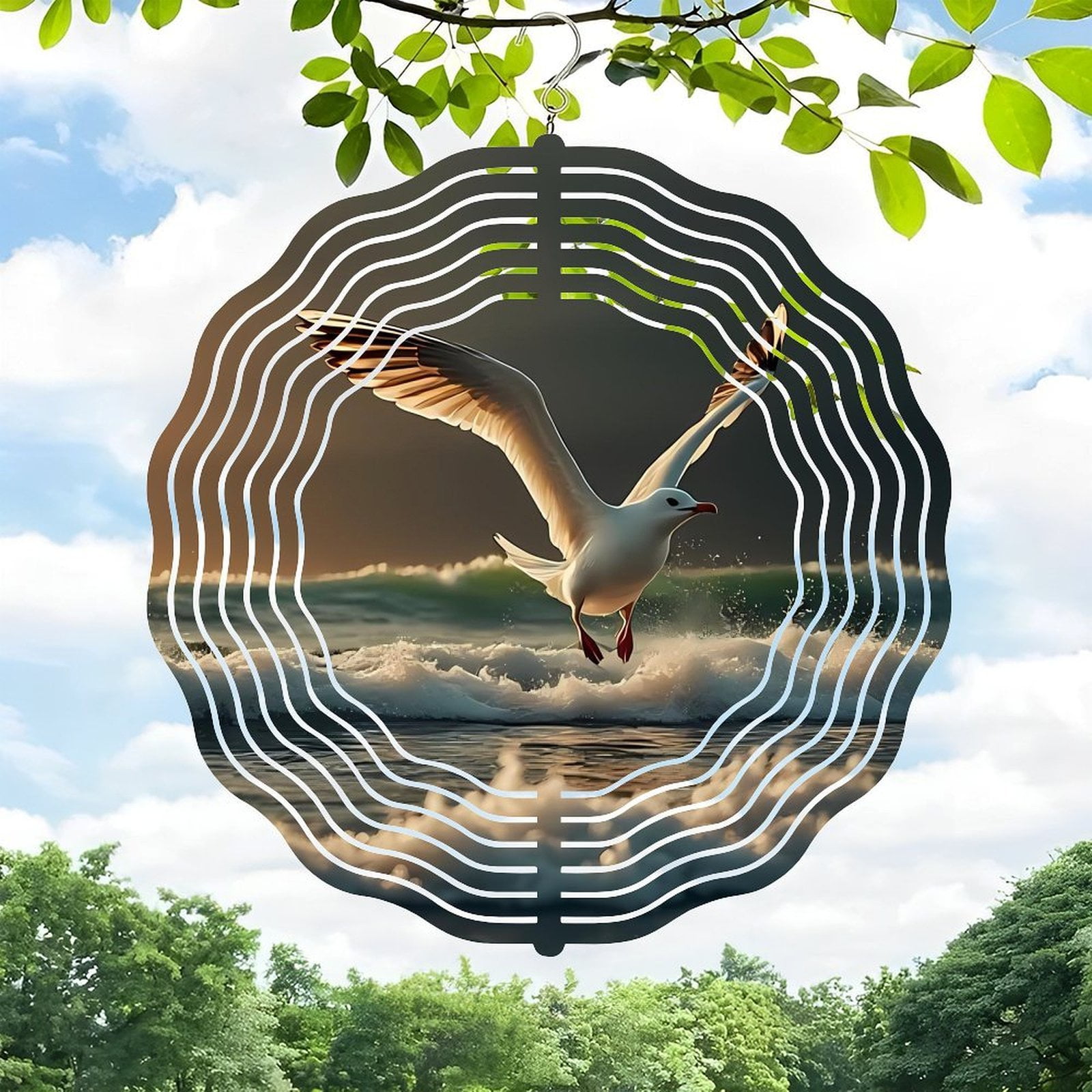 3D Metal Hanging Wind Chimes & Spinners - Unique Sound Wave Design for ...