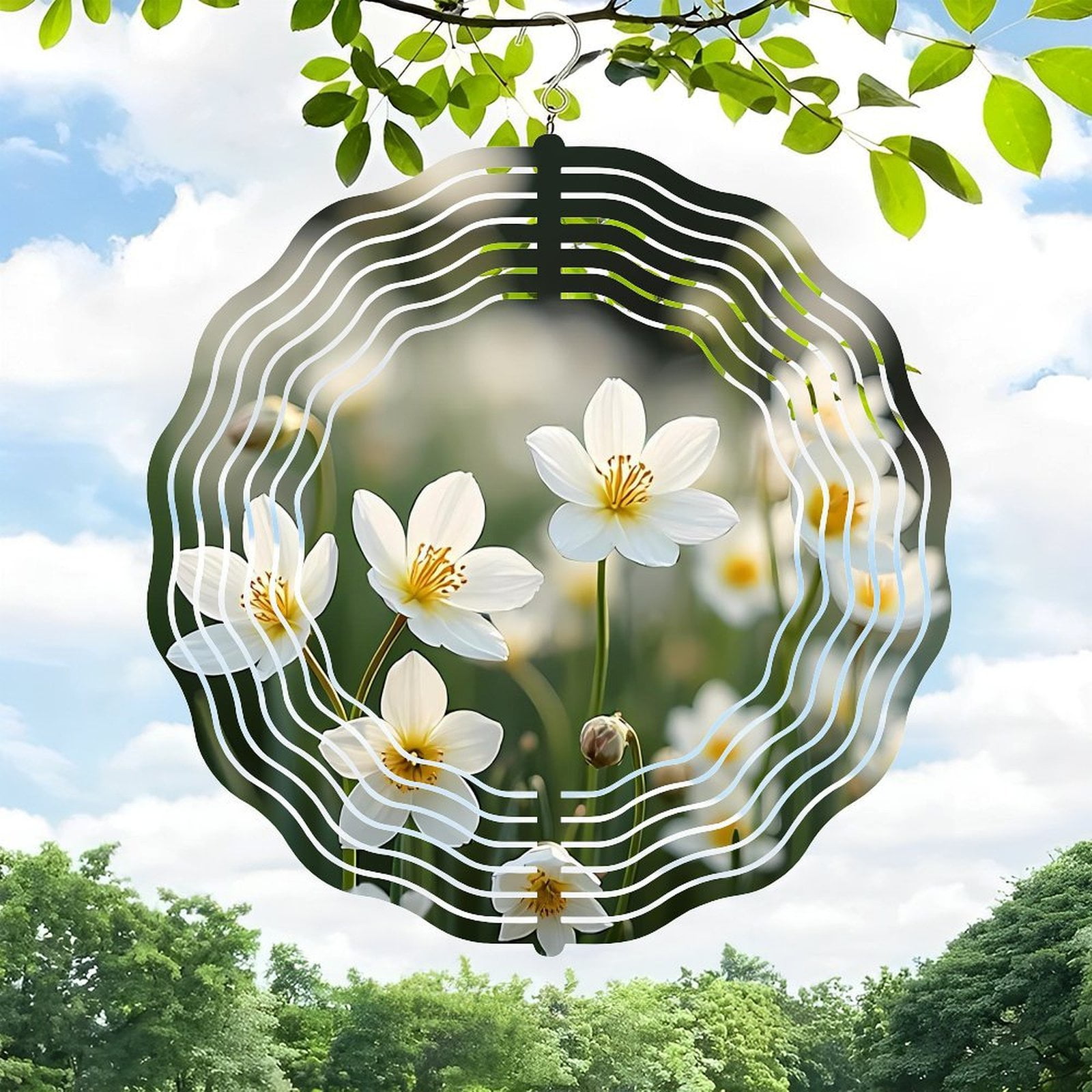 3D Metal Hanging Wind Chimes - Wavy Pattern Design Wind Spinners for ...