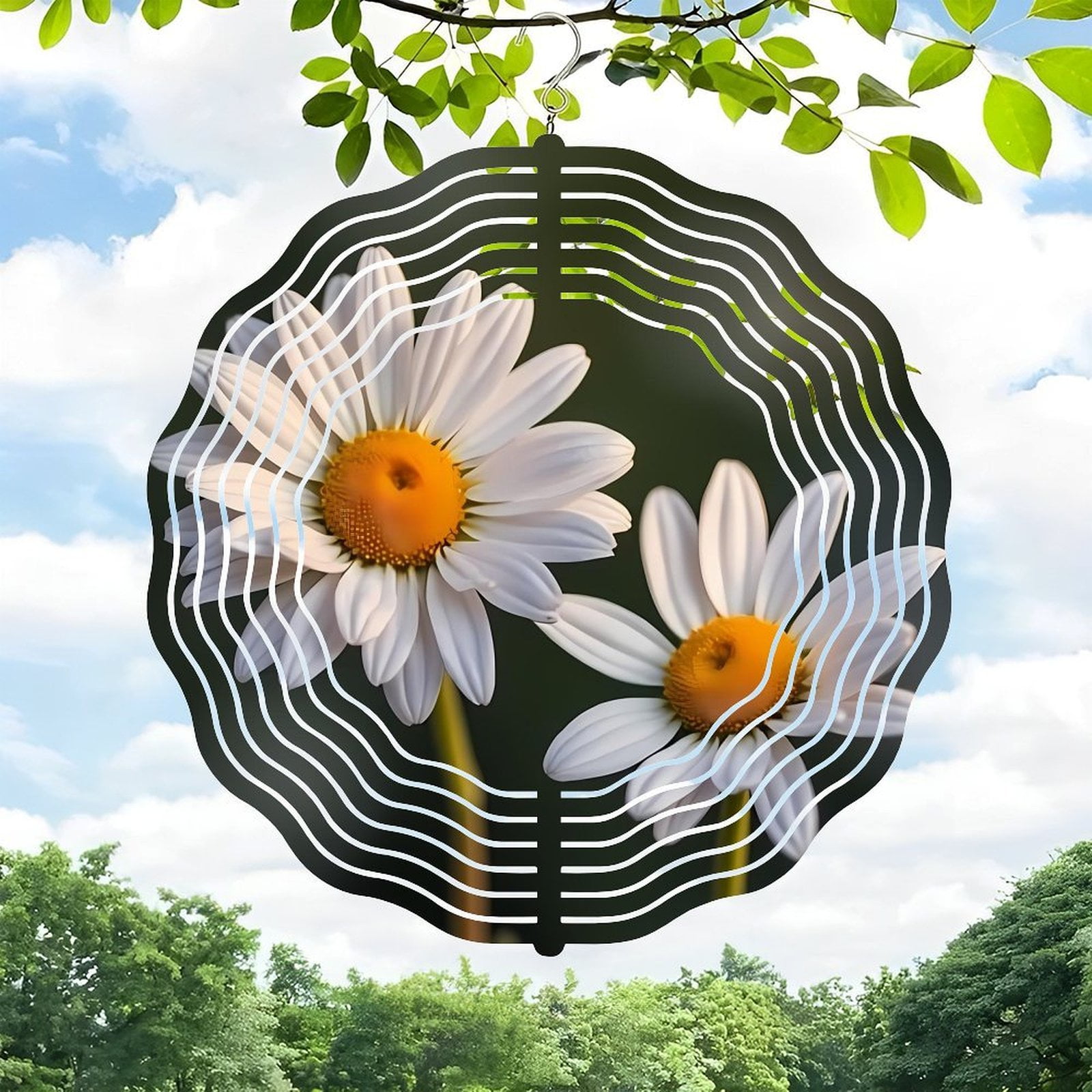 3D Metal Hanging Wind Chimes - Wavy Pattern Design Wind Spinners for ...