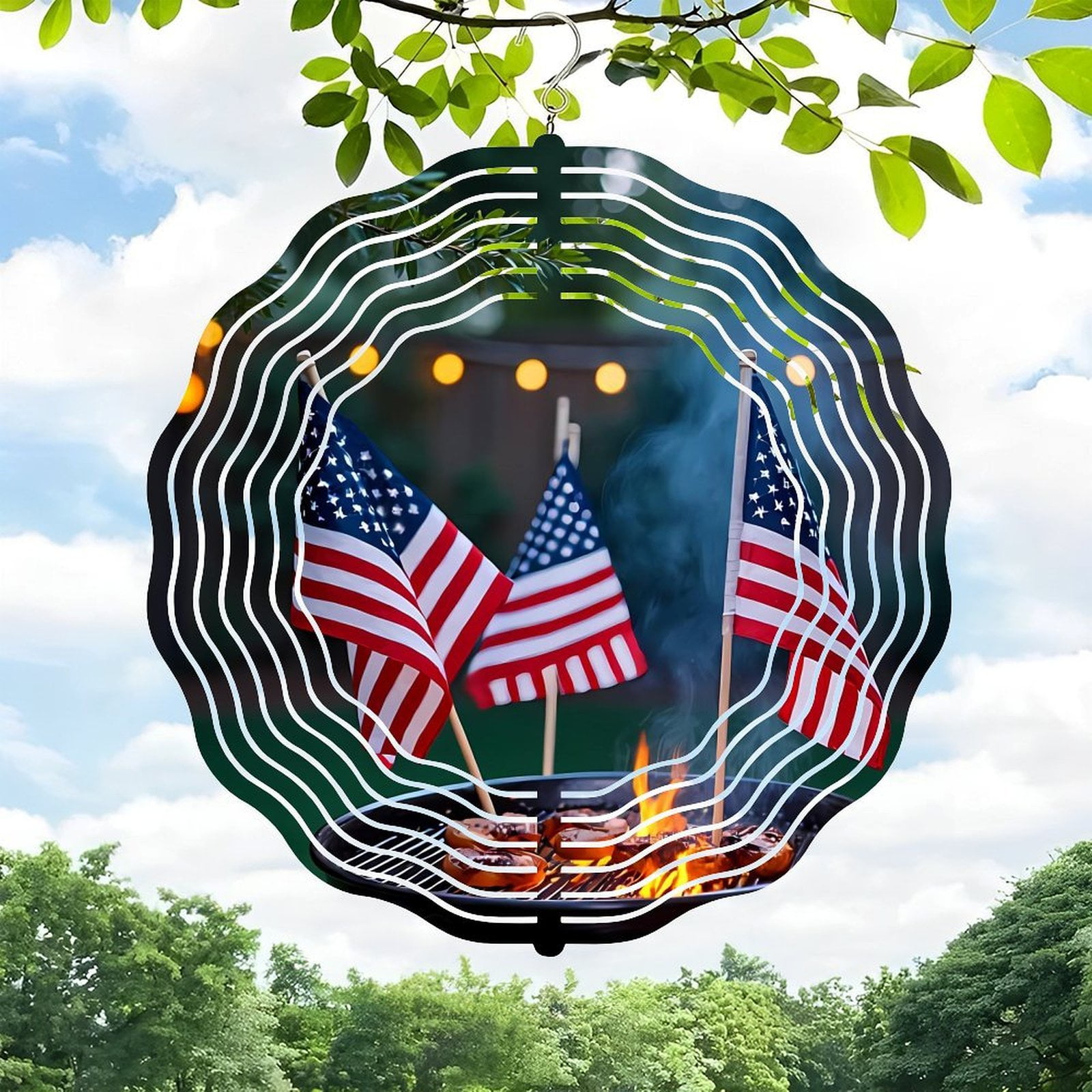 3D Metal Hanging Wind Spinner with Concentric Wave Patterns ...