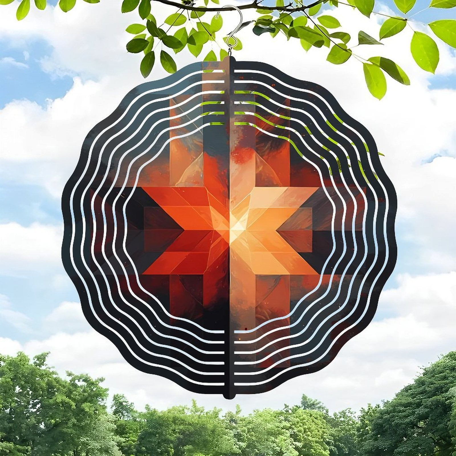 3D Metal Hanging Wind Spinner - Decorative Star Compass Design with ...