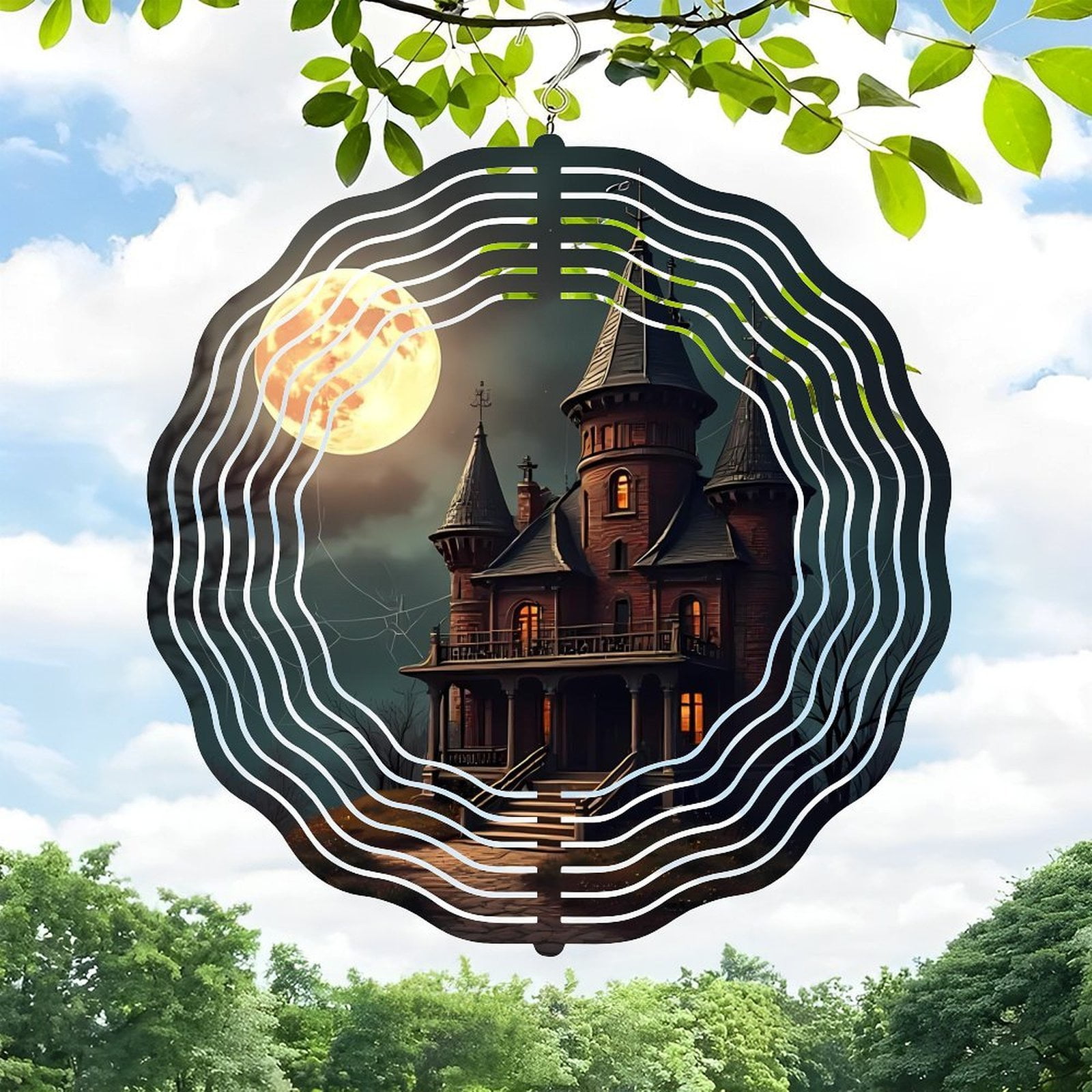 3D Metal Hanging Wind Spinner with Spiral Pattern Design - Perfect for ...