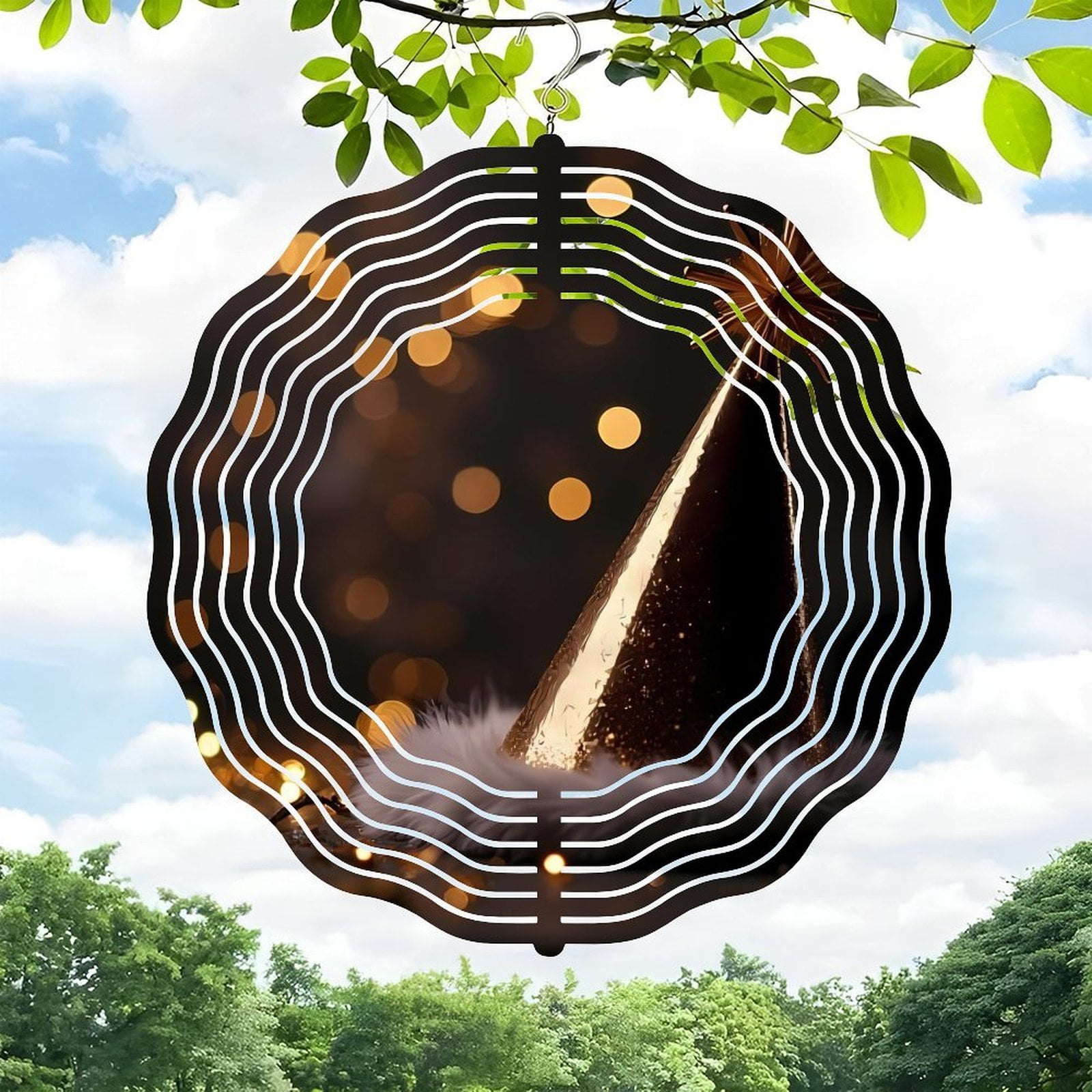 3D Metal Hanging Wind Spinner - Stunning Sound Wave Pattern Design for ...