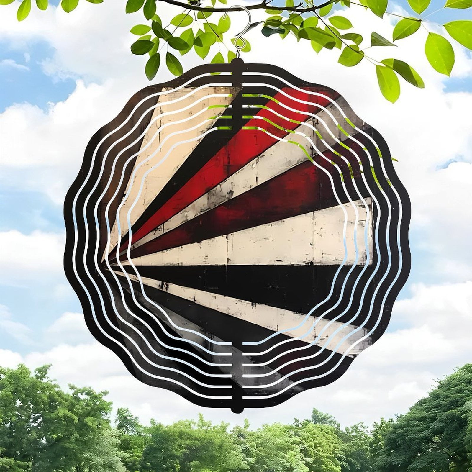 3D Metal Hanging Wind Spinner - Wavy Pattern Radiating Sound Waves ...