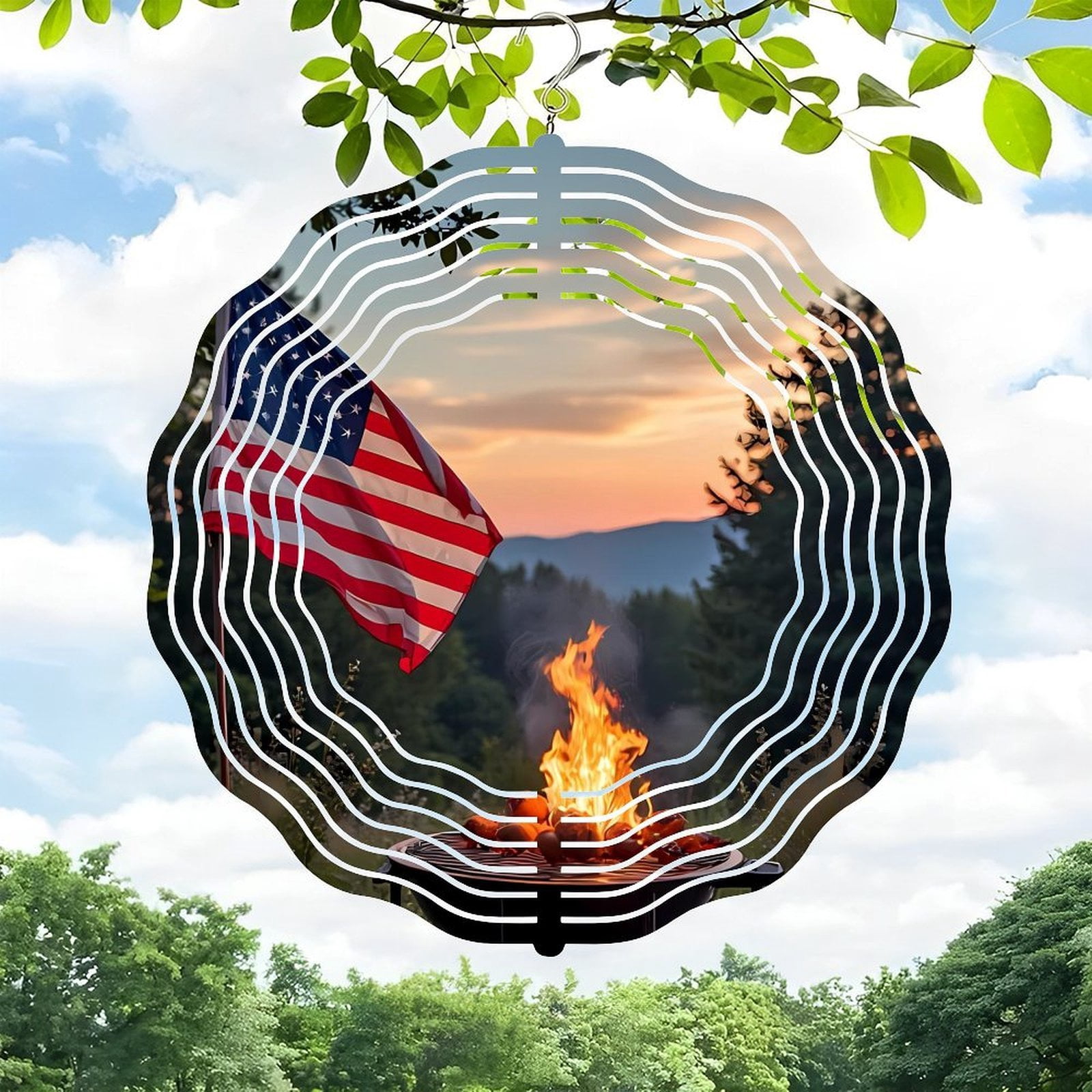 3D Metal Hanging Wind Spinner - Whimsical Circular Design for Yard ...