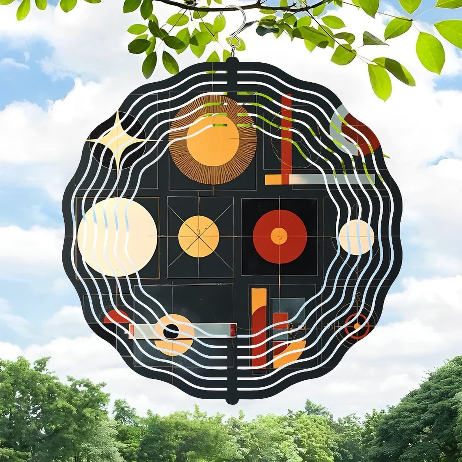 3D Metal Hanging Wind Spinners - Abstract Compass Design with ...