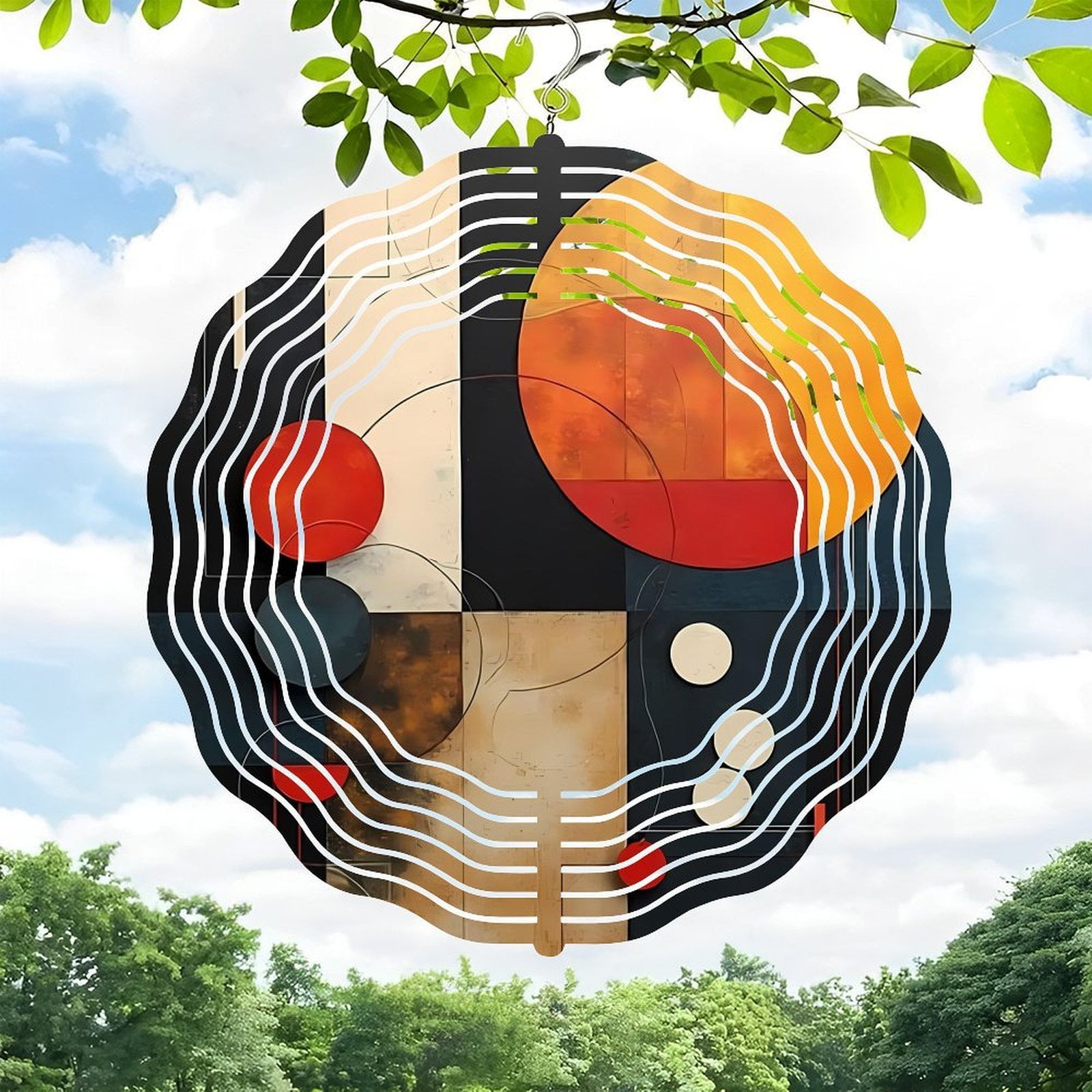 3D Metal Hanging Wind Spinners - Abstract Geometric Colorful ...