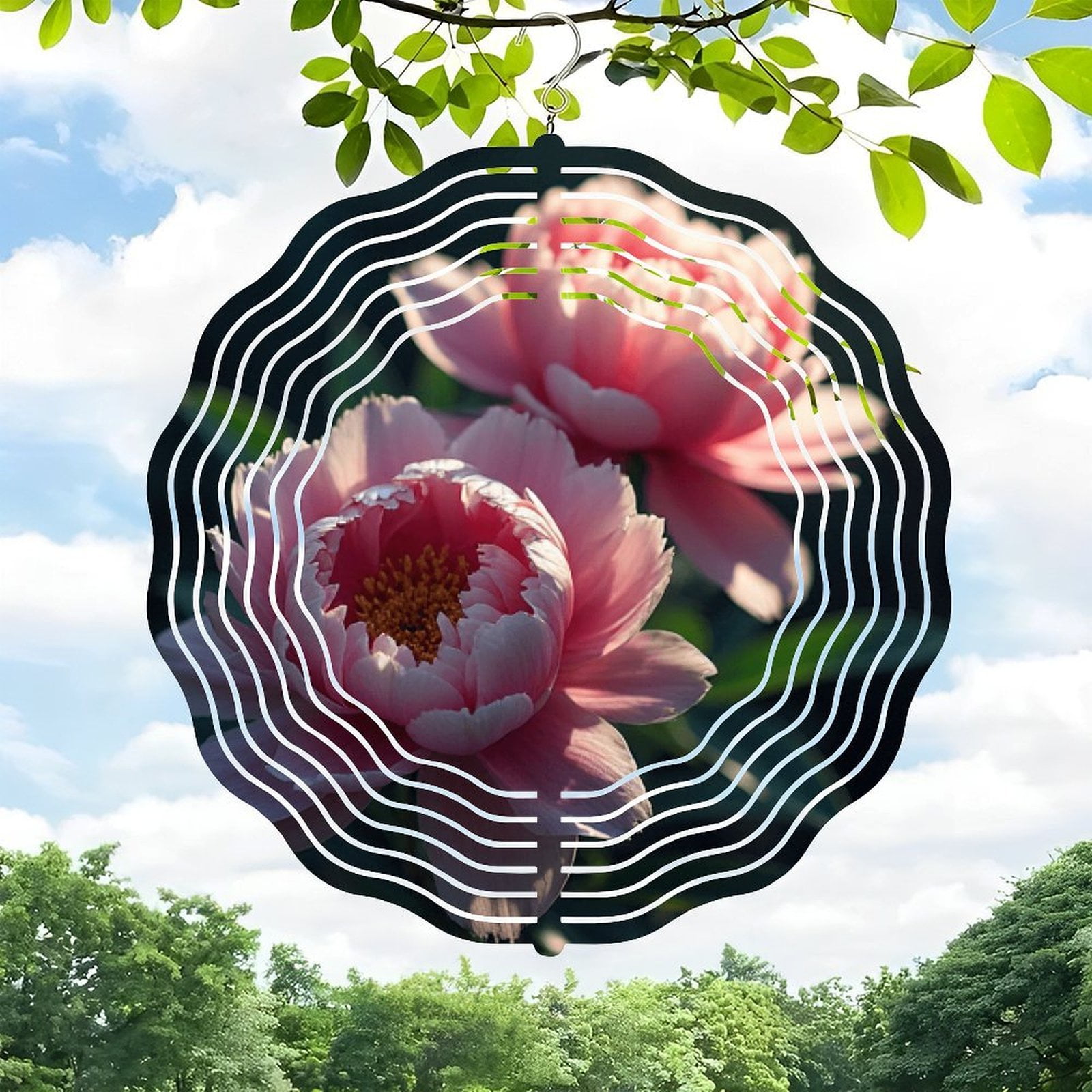 3D Metal Hanging Wind Spinners - Artistic Wave Pattern Design with ...