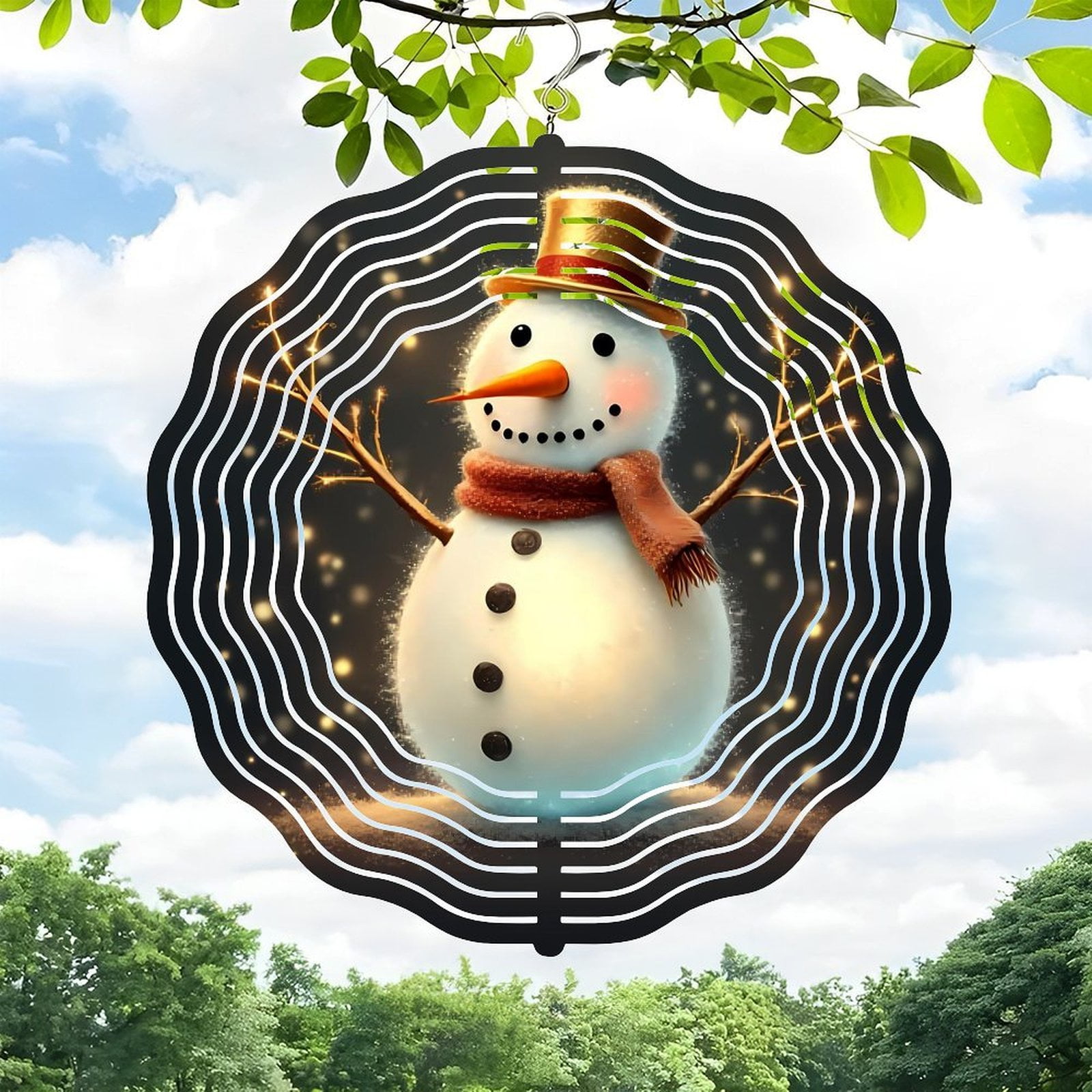 3D Metal Hanging Wind Spinners - Cheerful Snowman Design with Sound ...