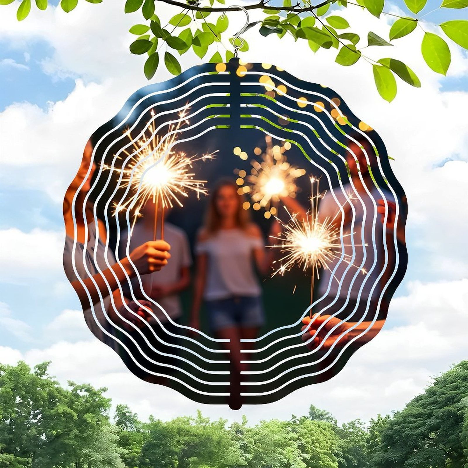 3D Metal Hanging Wind Spinners - Circular Design with Concentric ...