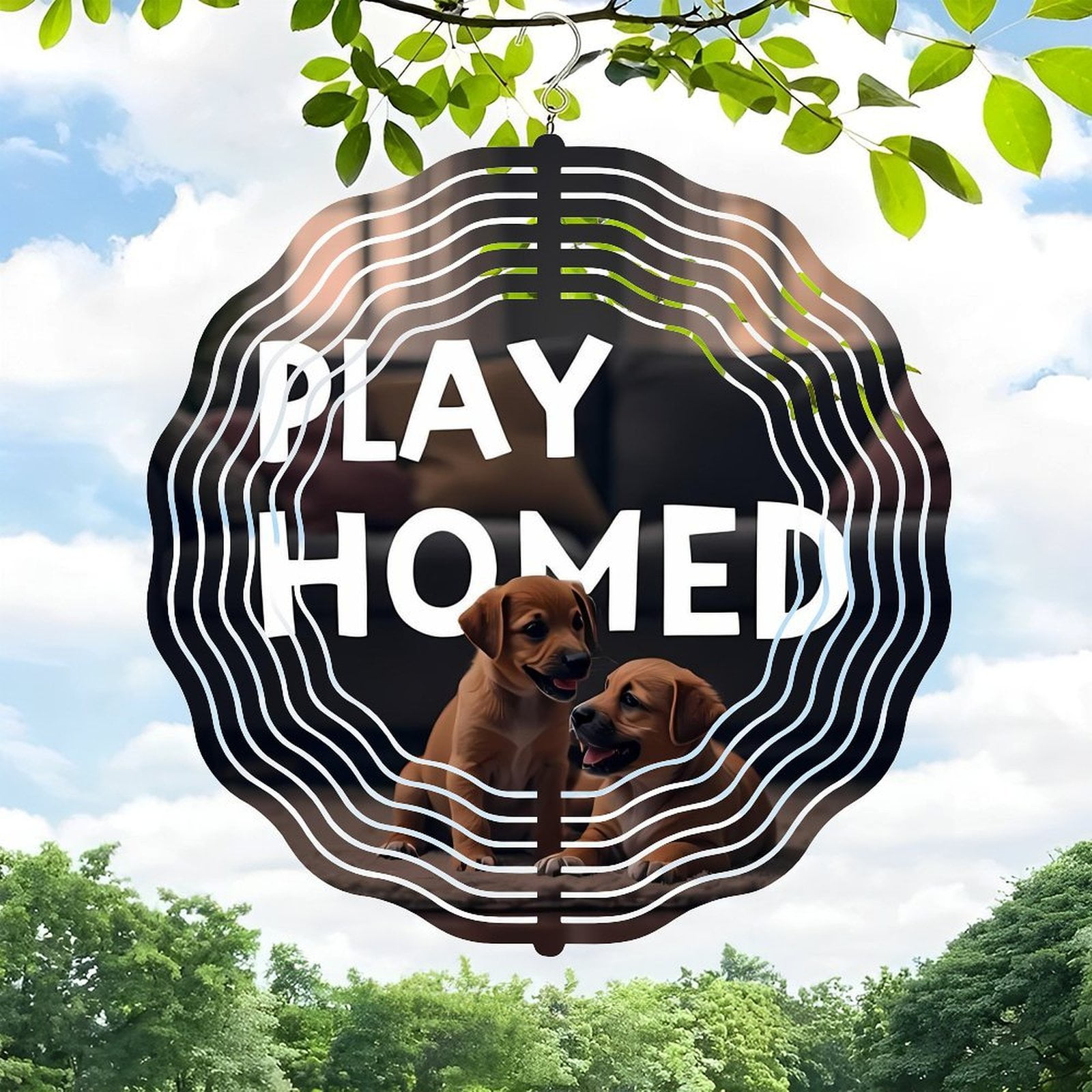 3D Metal Hanging Wind Spinners - Circular Design with Concentric Waves ...