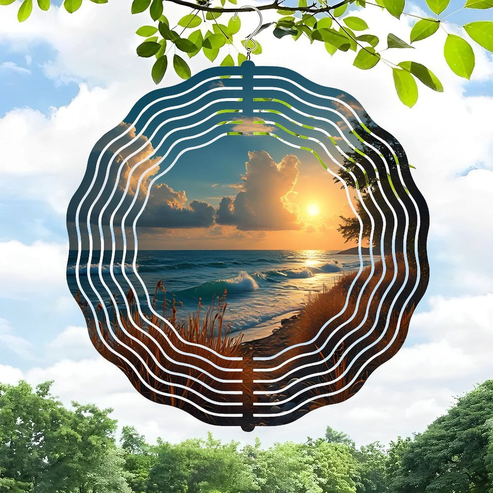 3D Metal Hanging Wind Spinners - Circular Pattern Design with ...
