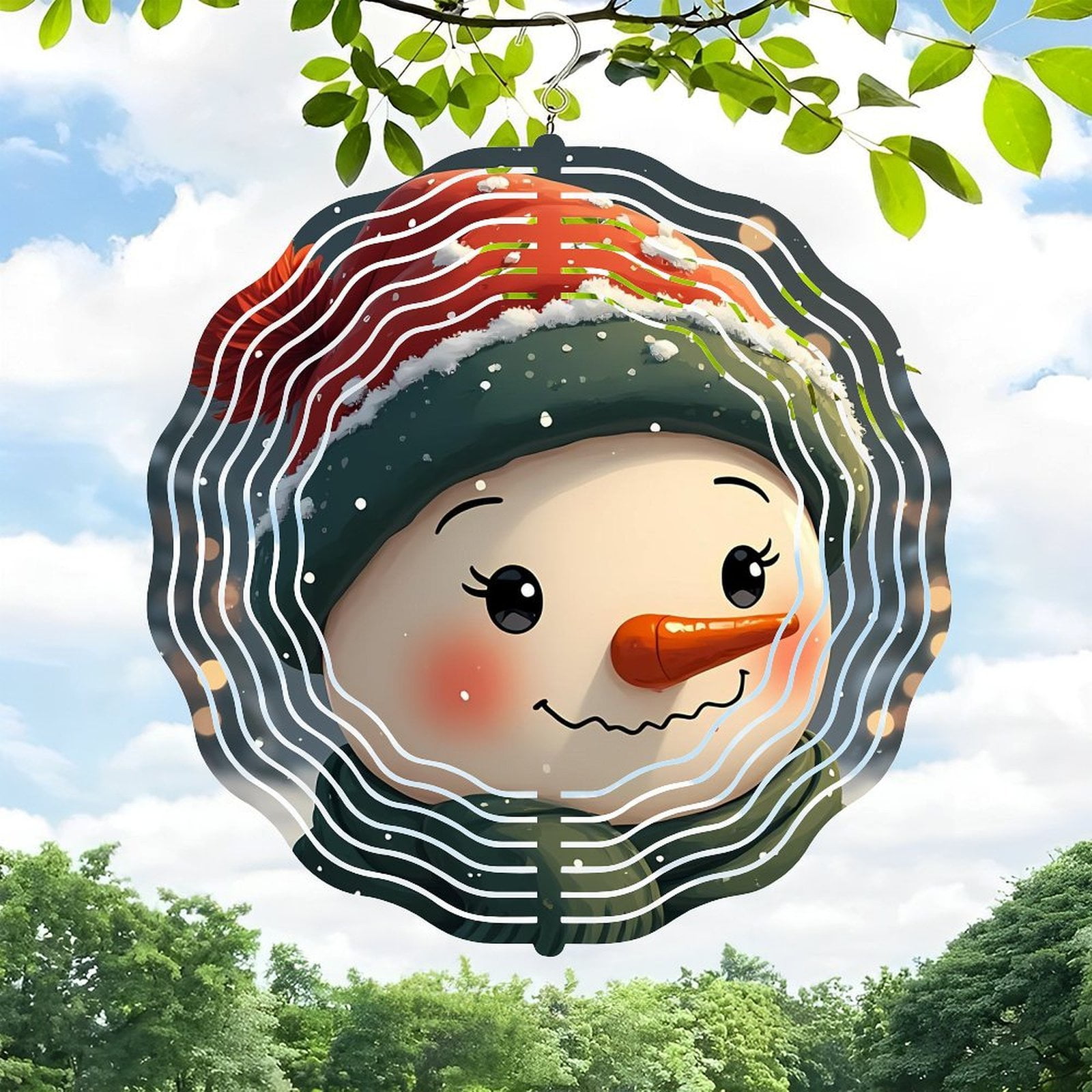 3D Metal Hanging Wind Spinners - Concentric Circle Design Wind Chimes ...