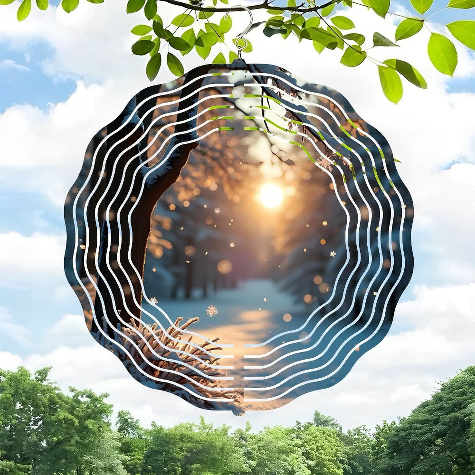 3D Metal Hanging Wind Spinners - Concentric Circle Design for Yard ...
