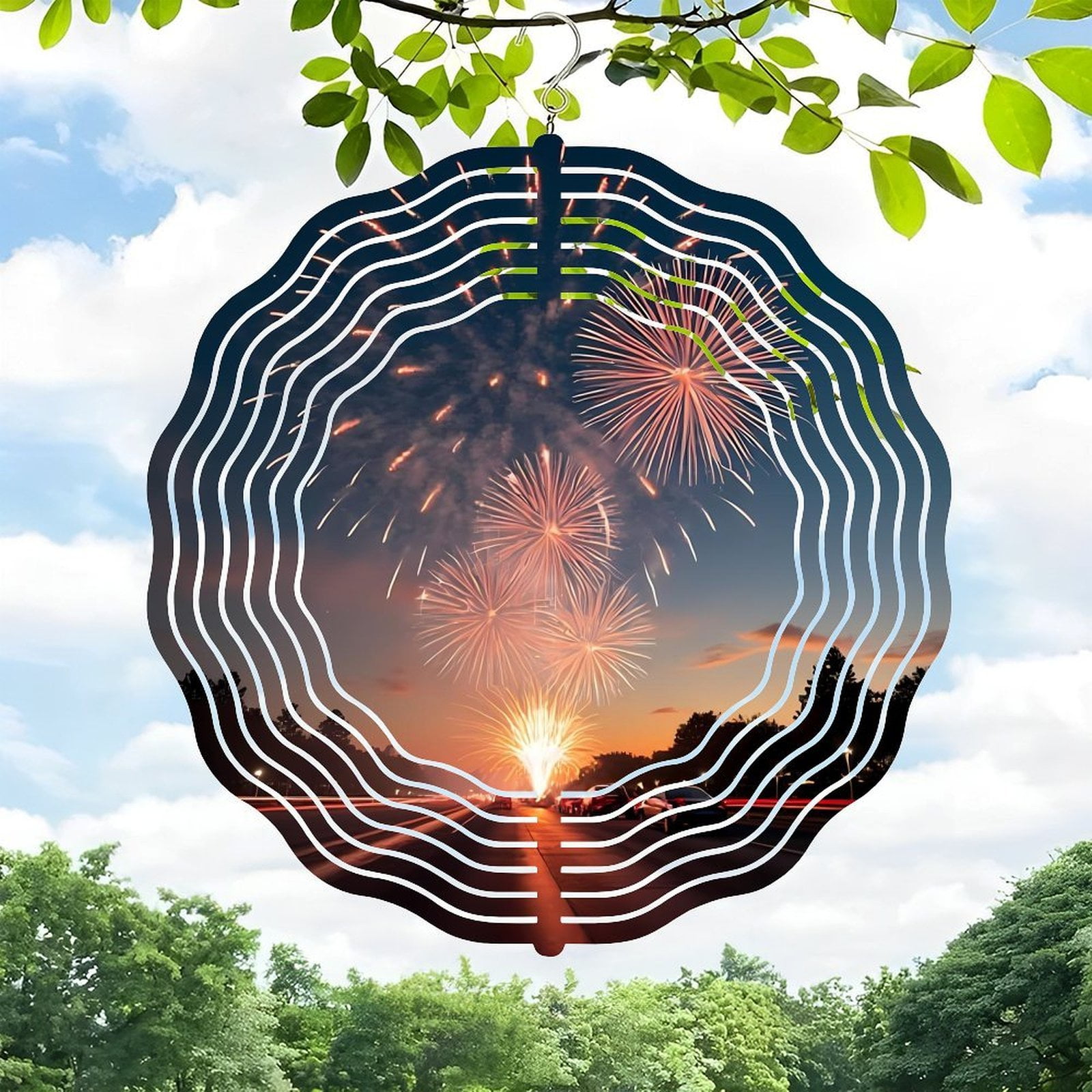3D Metal Hanging Wind Spinners - Concentric Layered Design with ...