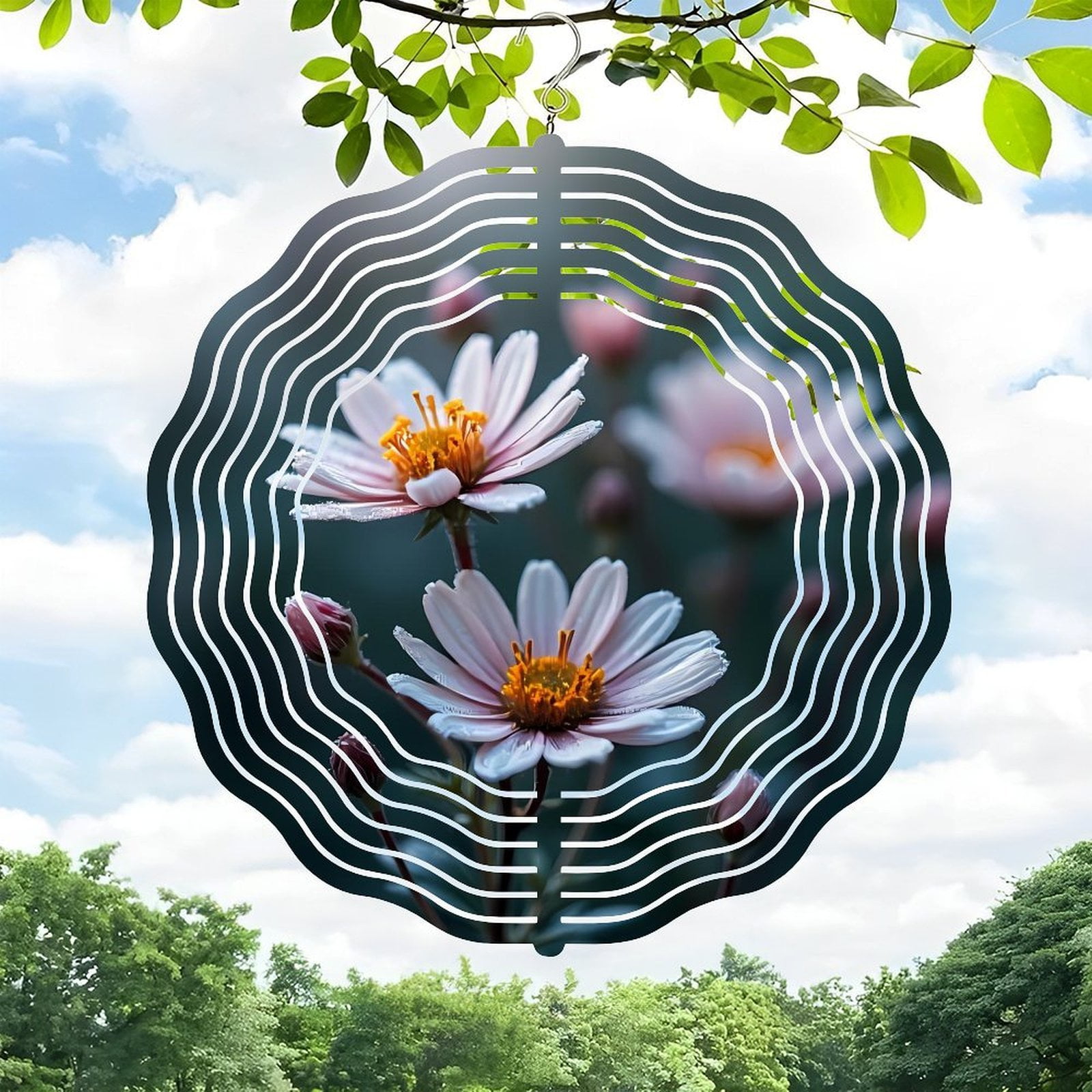 3D Metal Hanging Wind Spinners with Concentric Wave Design - Elegant ...